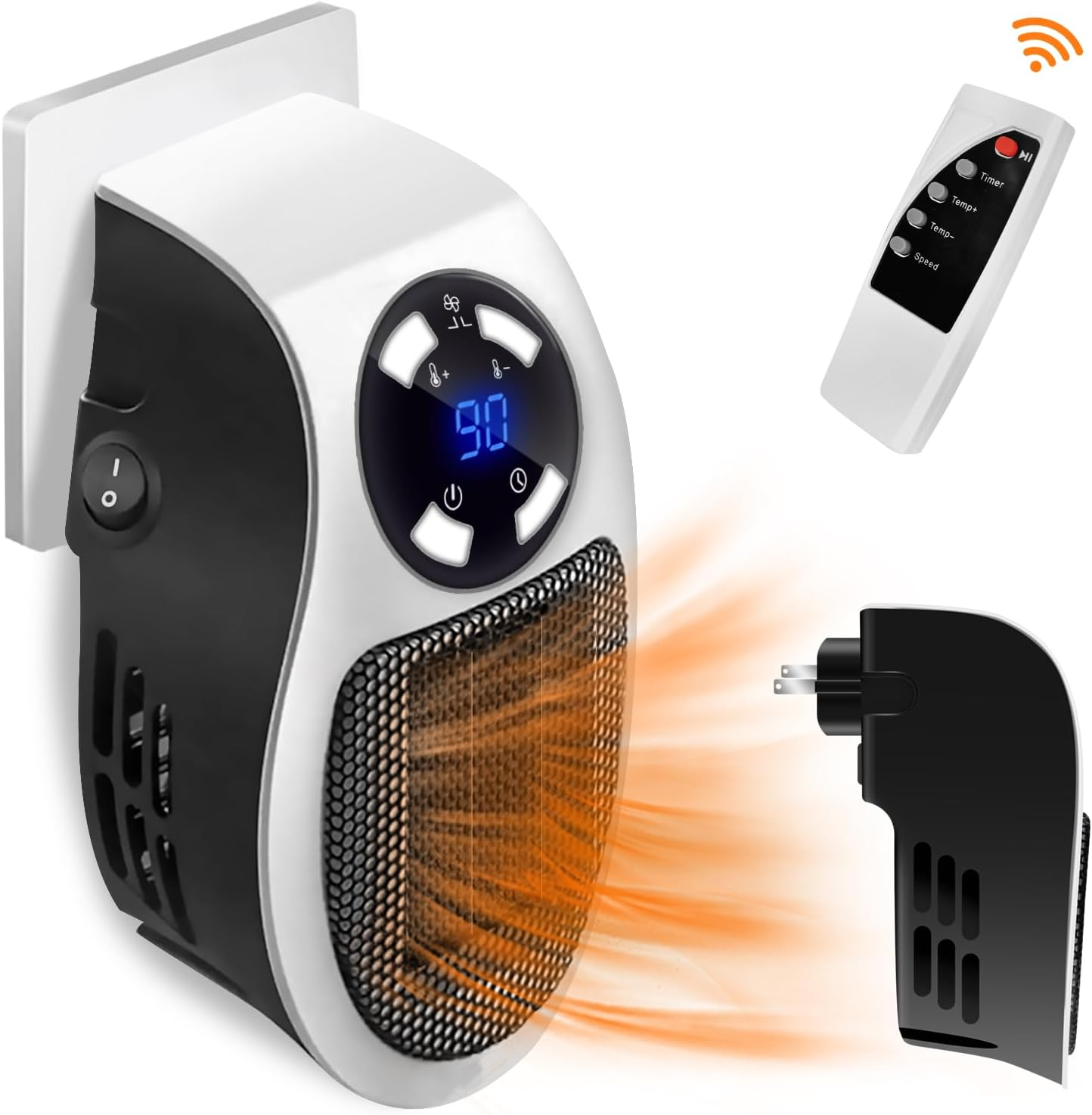 Yazoo Electric Wall Outlet Electric Heater with Adjustable Thermostat ...