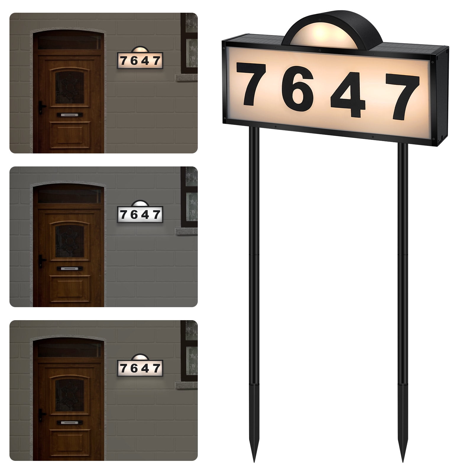 Auzev Solar House Numbers, Outdoor Address Sign, 3 Lighting Modes ...
