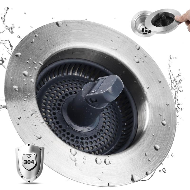 Upgrade Stainless Steel Kitchen Sink Drain Filter Plug Kit, 3 in 1 pop ...