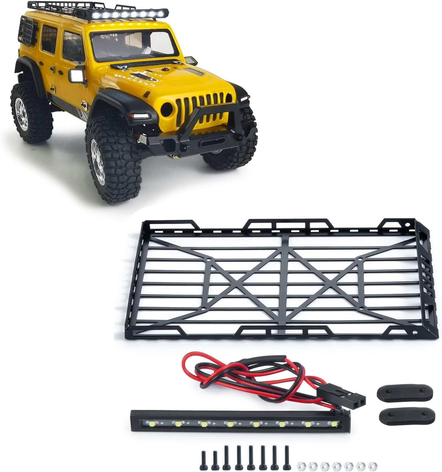Upgrade Stainless Steel Roof Rack & LED Light Bar Axial SCX24 AXI00002 ...
