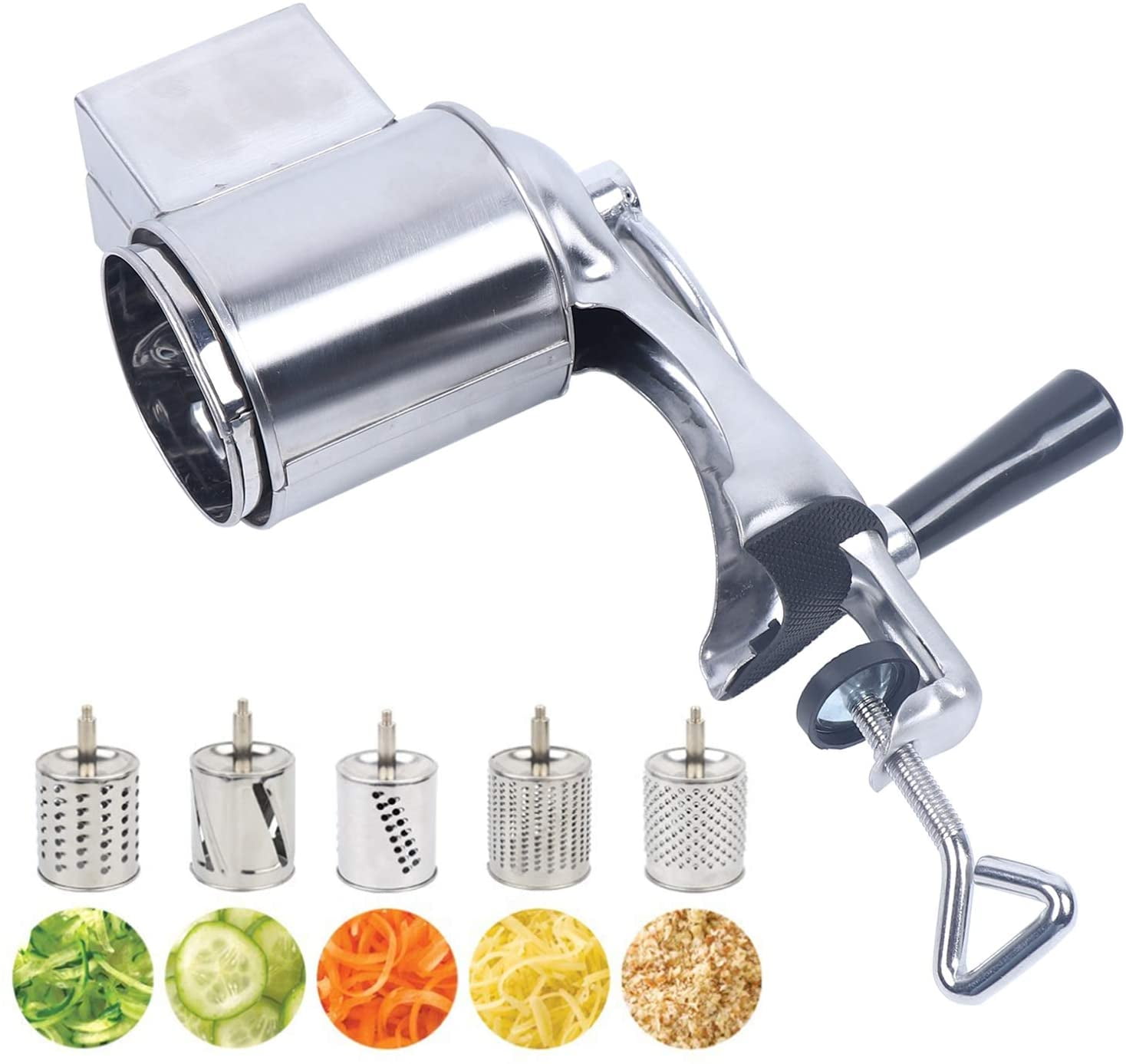 Upgrade Stainless steel Rotary Vegetable Cheese Grater Potato Slicer ...