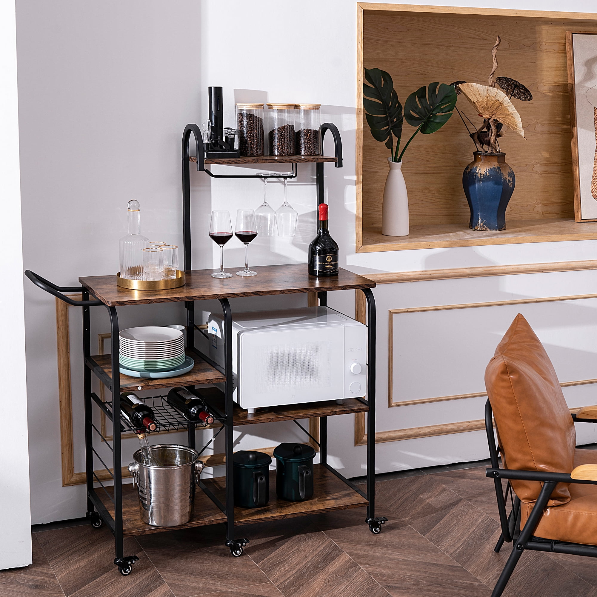 Upgrade Standing Baker's Racks Utility Storage Kitchen Shelf Wine Glass ...