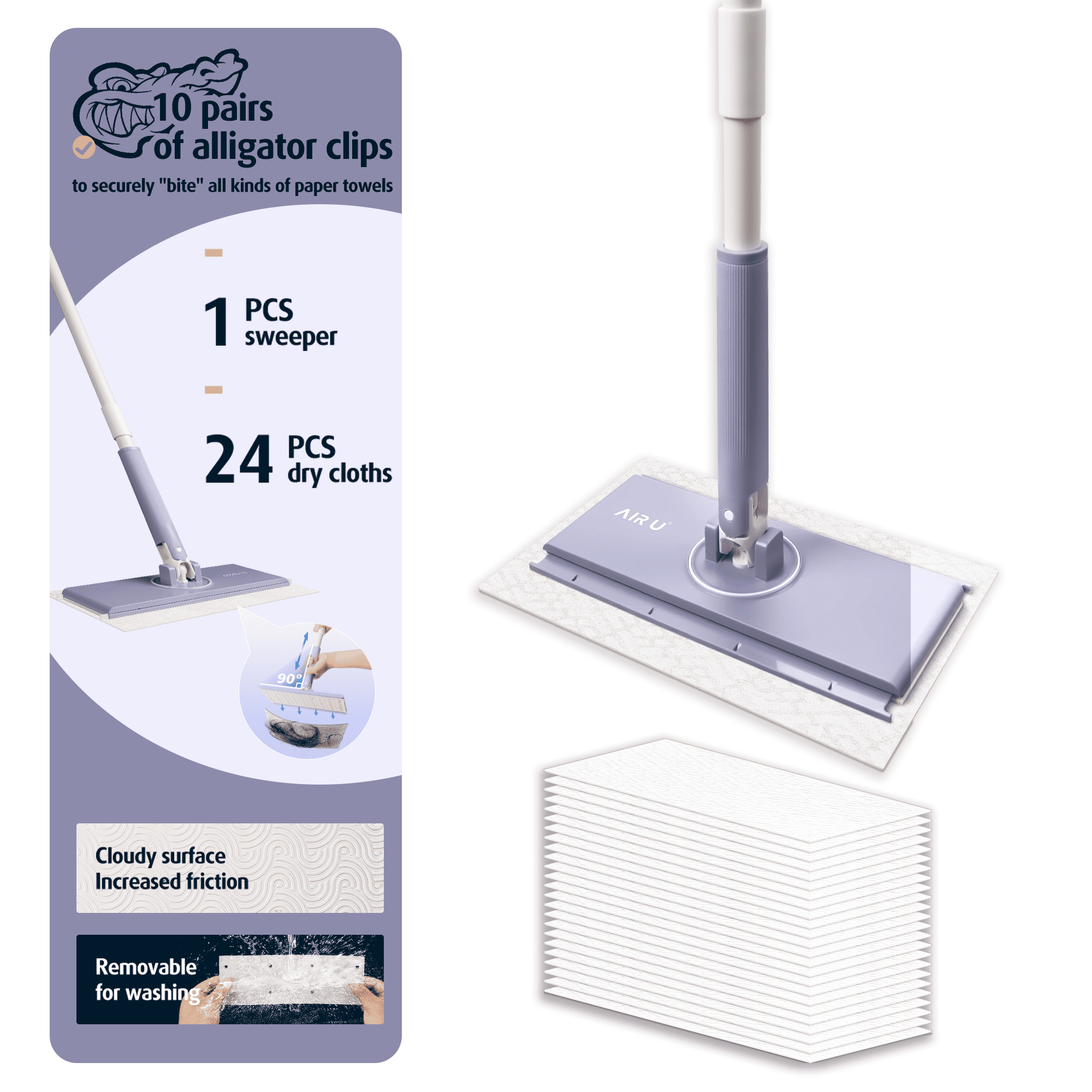 Upgrade Sweeper 2-in-1 Mops Starter Kit for Swiffer Wet + Dry Mop Pad ...