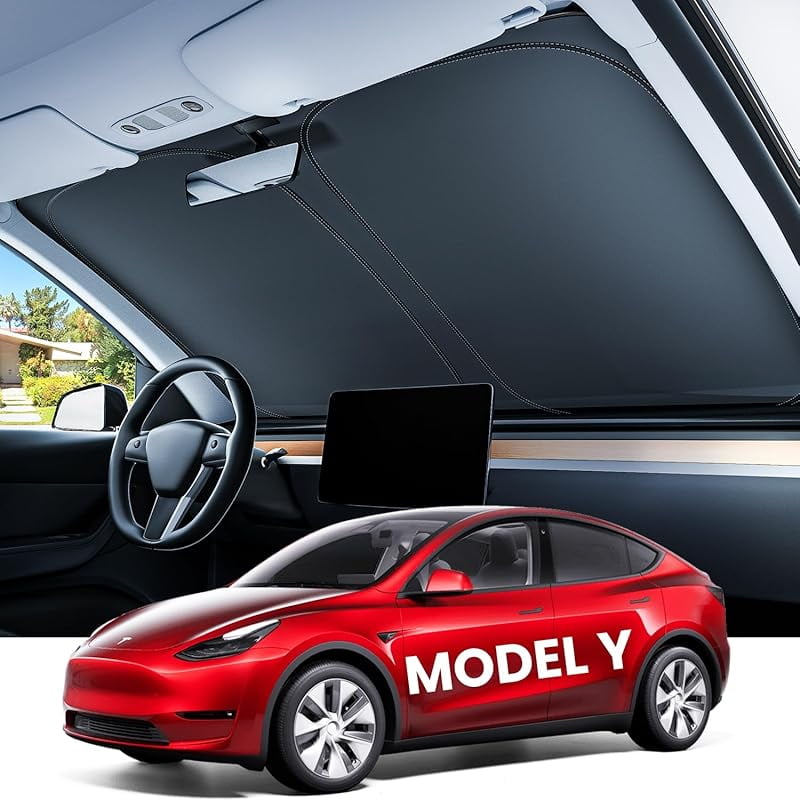 Upgrade Tesla Model Y (2019-2026 Juniper) Windshield Sun Shade [99% Sun ...