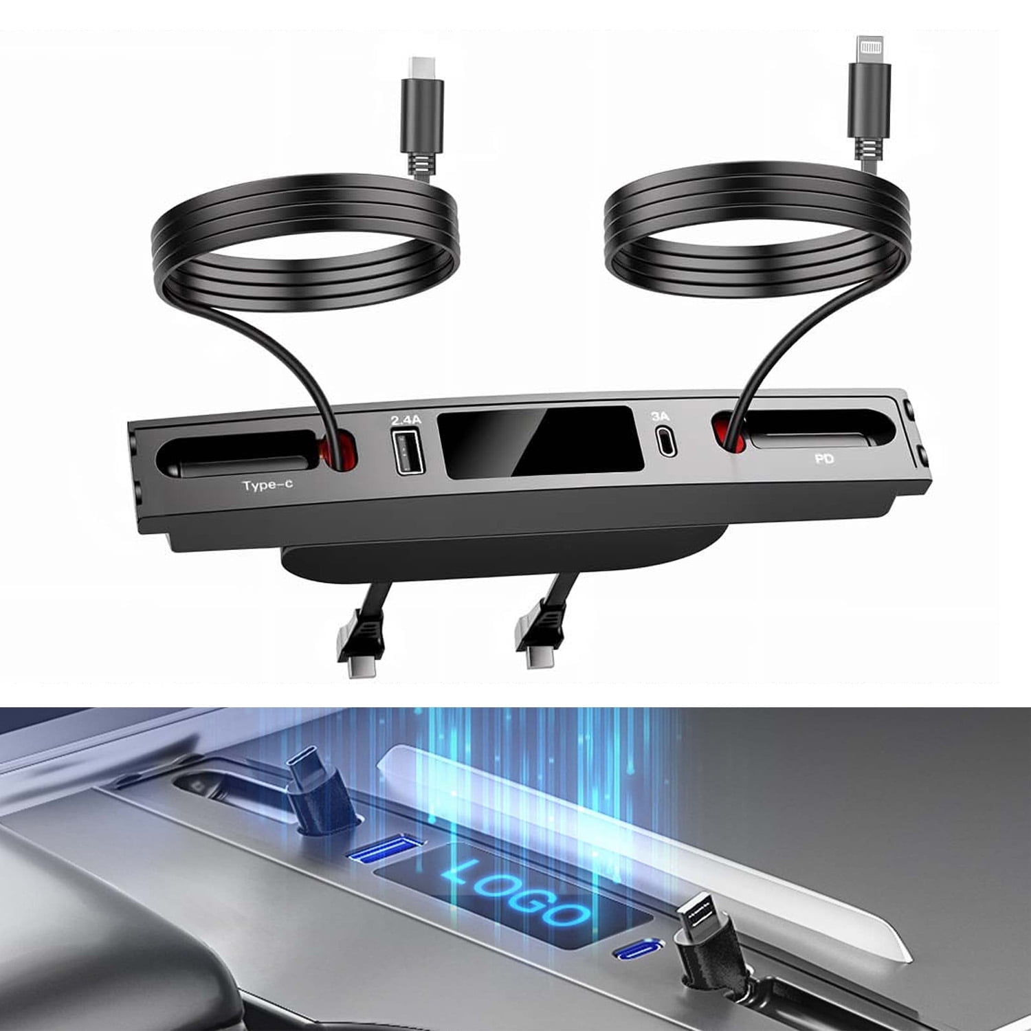 Upgrade Tesla USB Hub for Tesla Modle Y/3 Multi Port Retractable ...