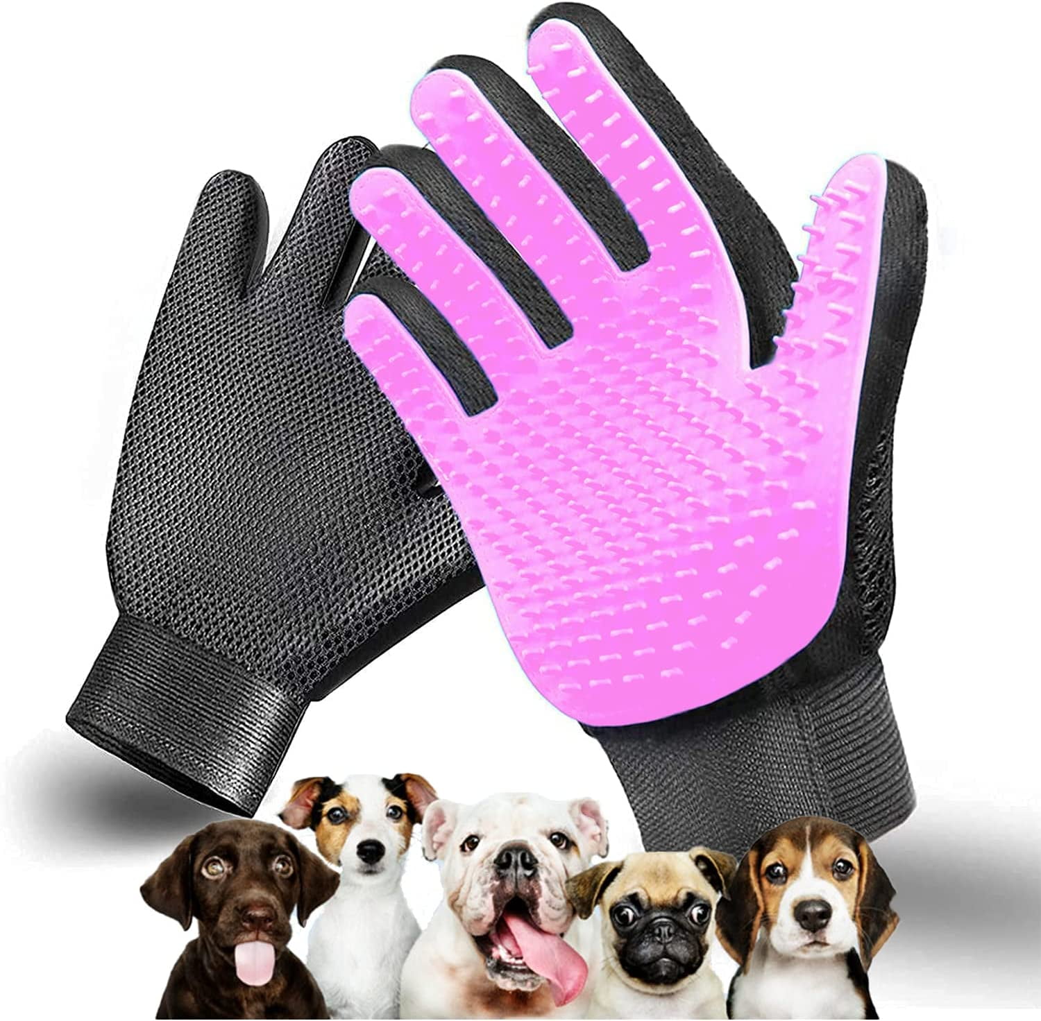 [Upgrade Version] Pet Grooming Glove - Gentle Brush Glove Enhanced Five ...