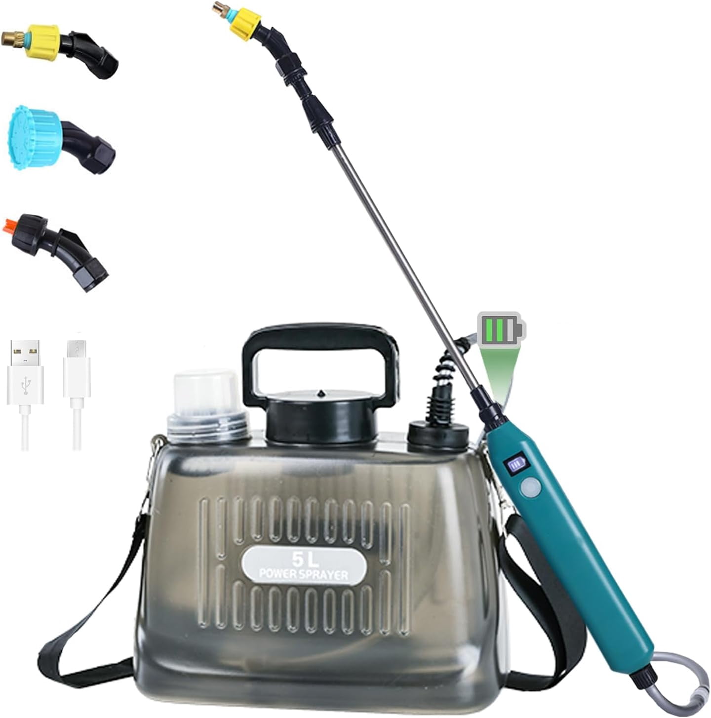 Upgrade Visible Battery Level Electric Sprayer with 3 Mist Nozzles ...