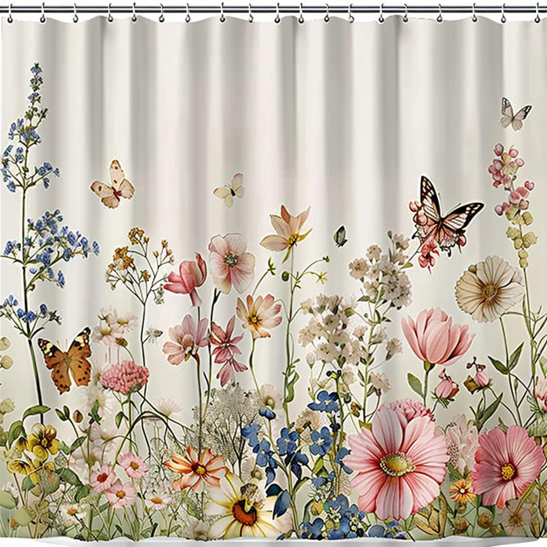 Upgrade Your Bathroom With Stunning Vintage Wildflowers And Butterflies