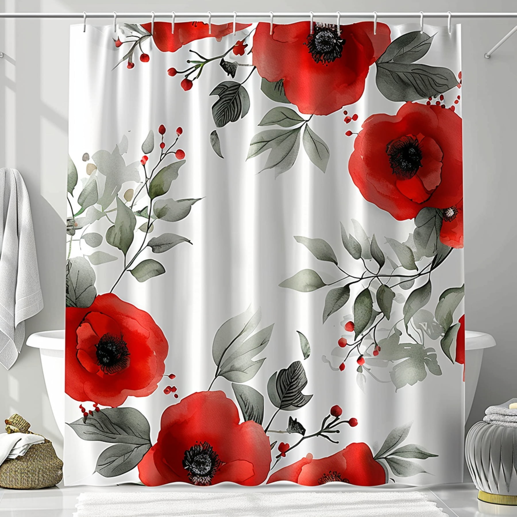 Upgrade Your Bathroom With A Stunning Red Poppy Shower Curtain Better