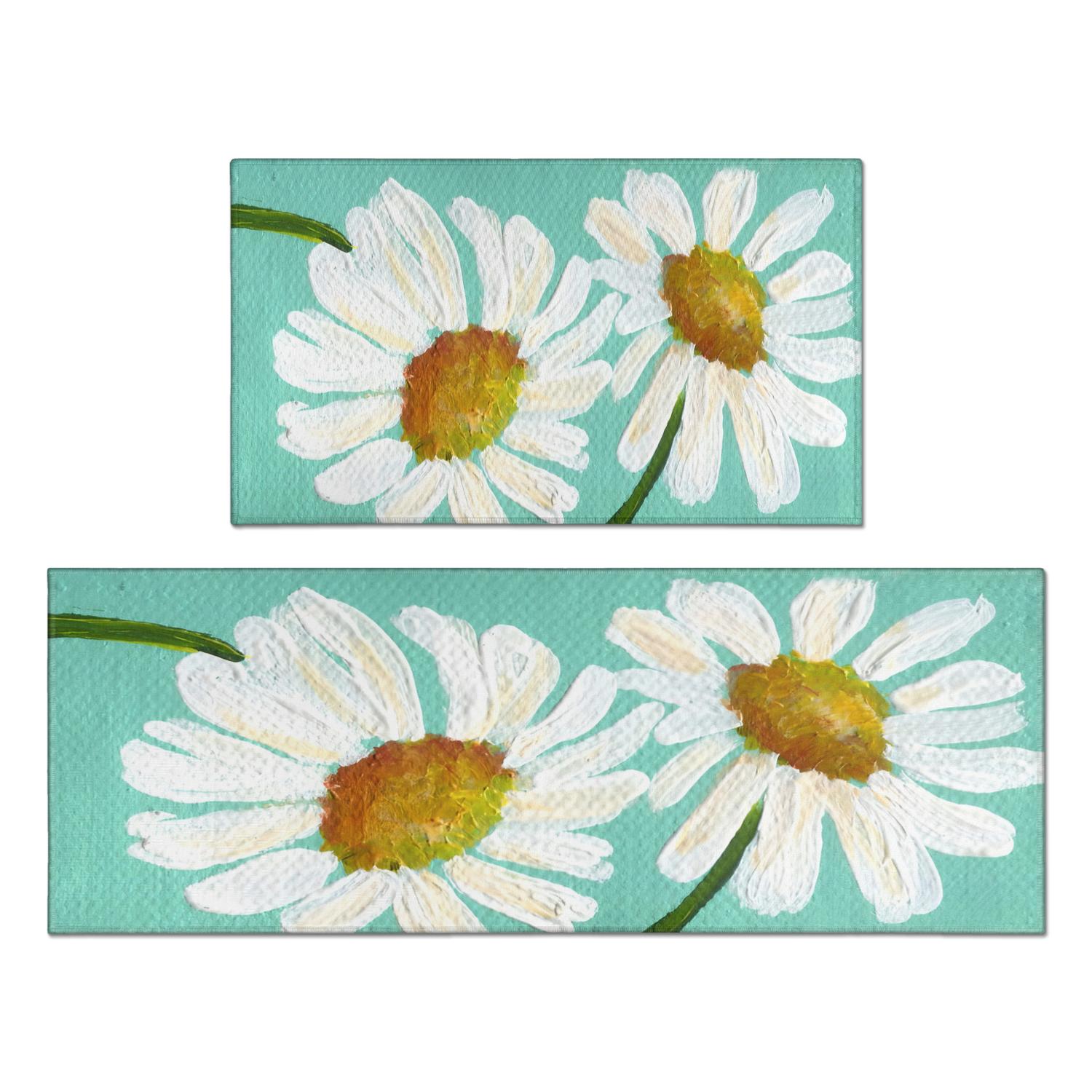 Upgrade Your Decor with Daisy Flower Kitchen Rugs Set of 2 – Large ...