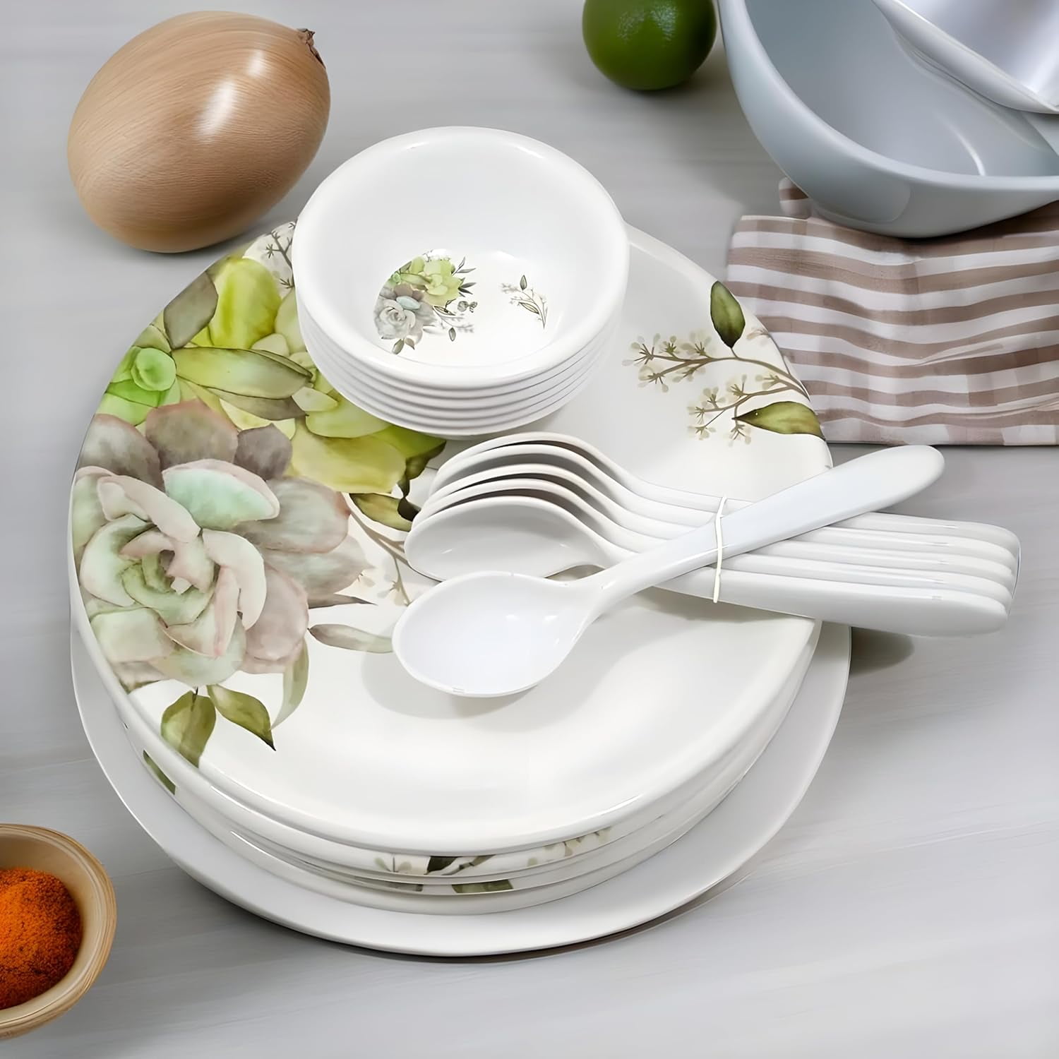 Upgrade Your Dining with Our 18Piece Melamine Dinner Set Contains 6 ...