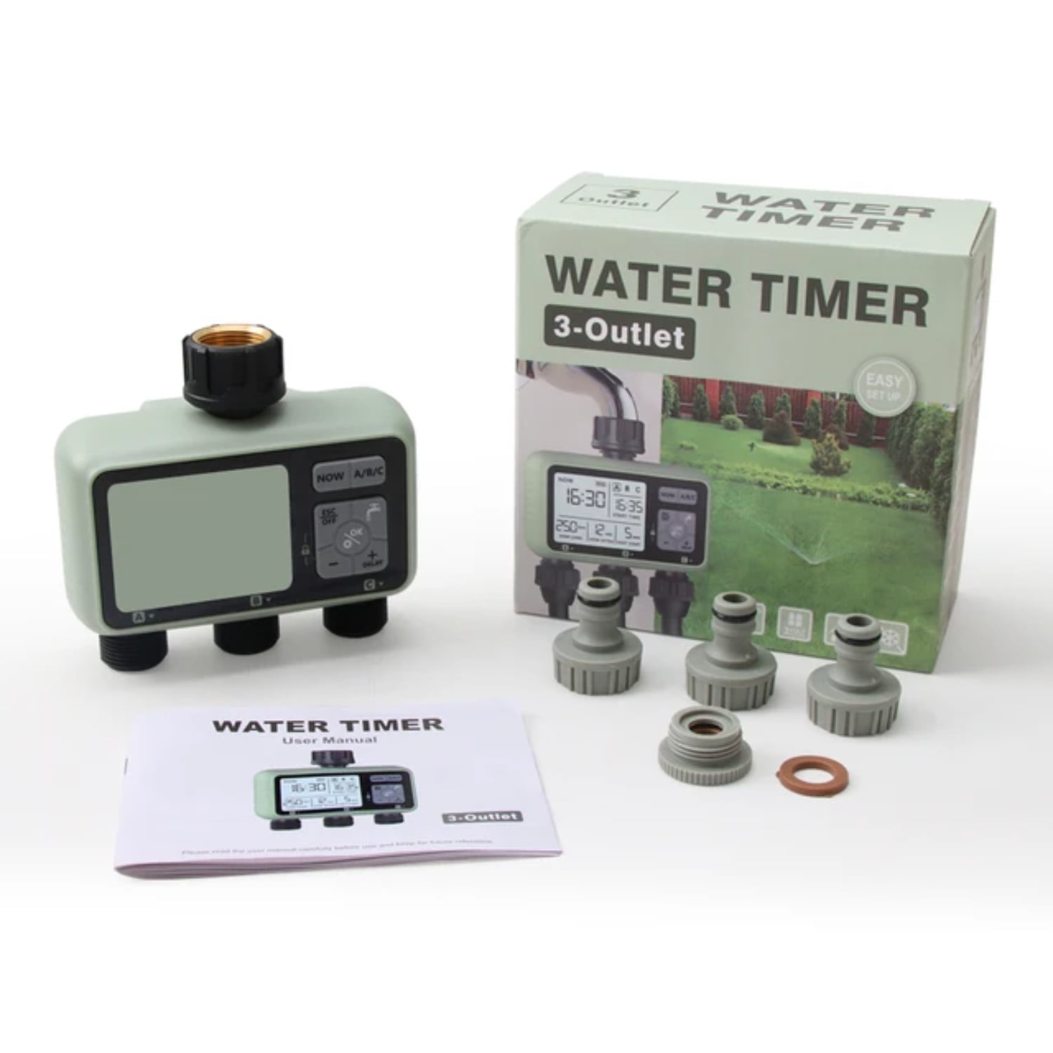 Household 3-Outlet Irrigation Timer Digital LCD Automatic Irrigation ...