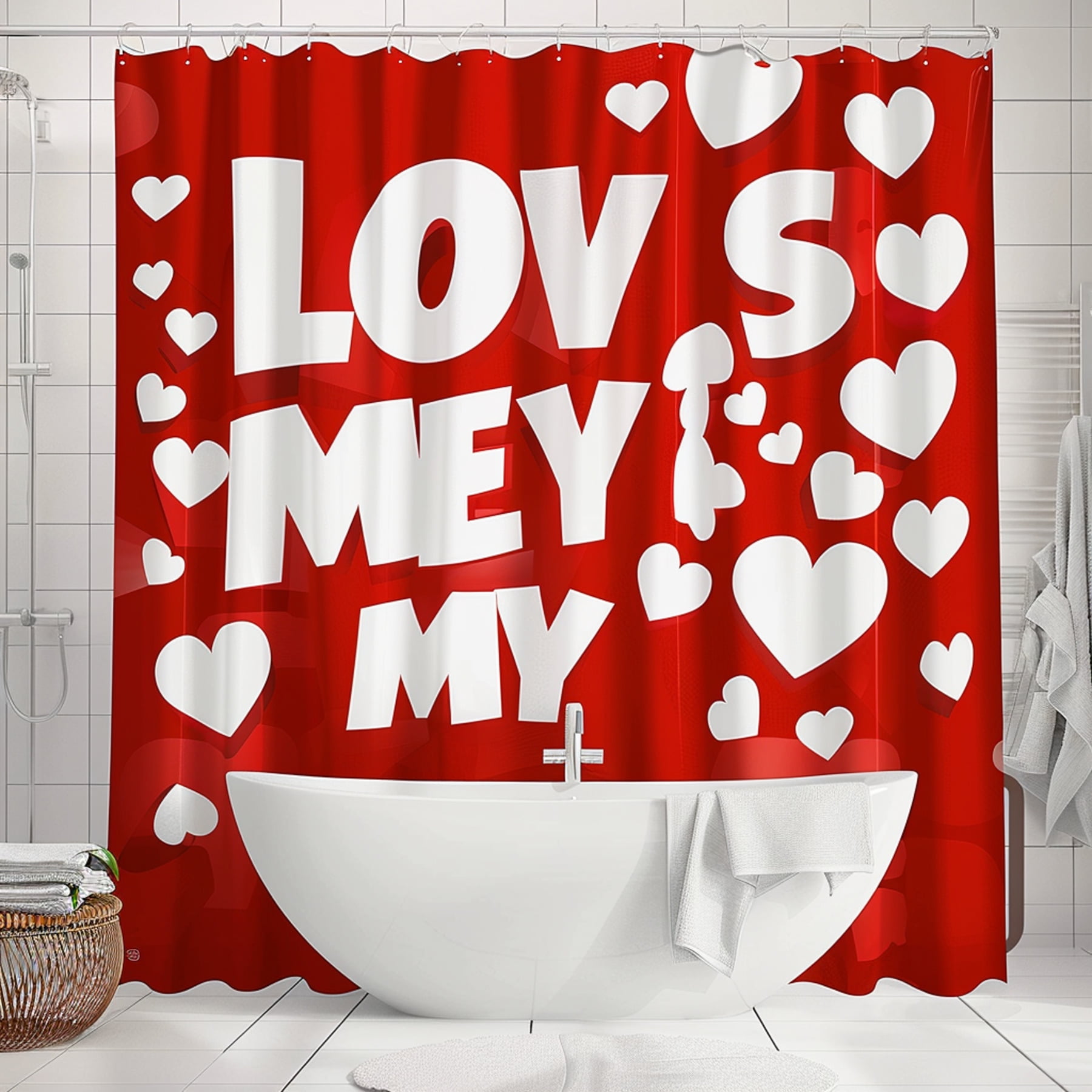 Upgrade your bathroom with our adorable Valentinethemed text shower ...