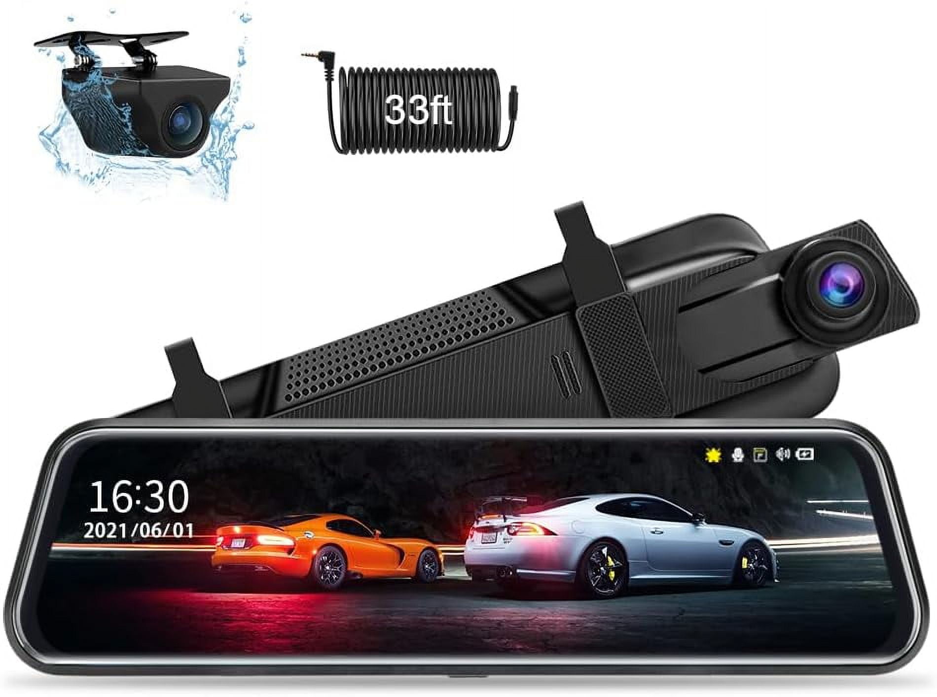 Upgraded 10'' Rear View Mirror Camera Mirror Dash Cam Front and Rear ...