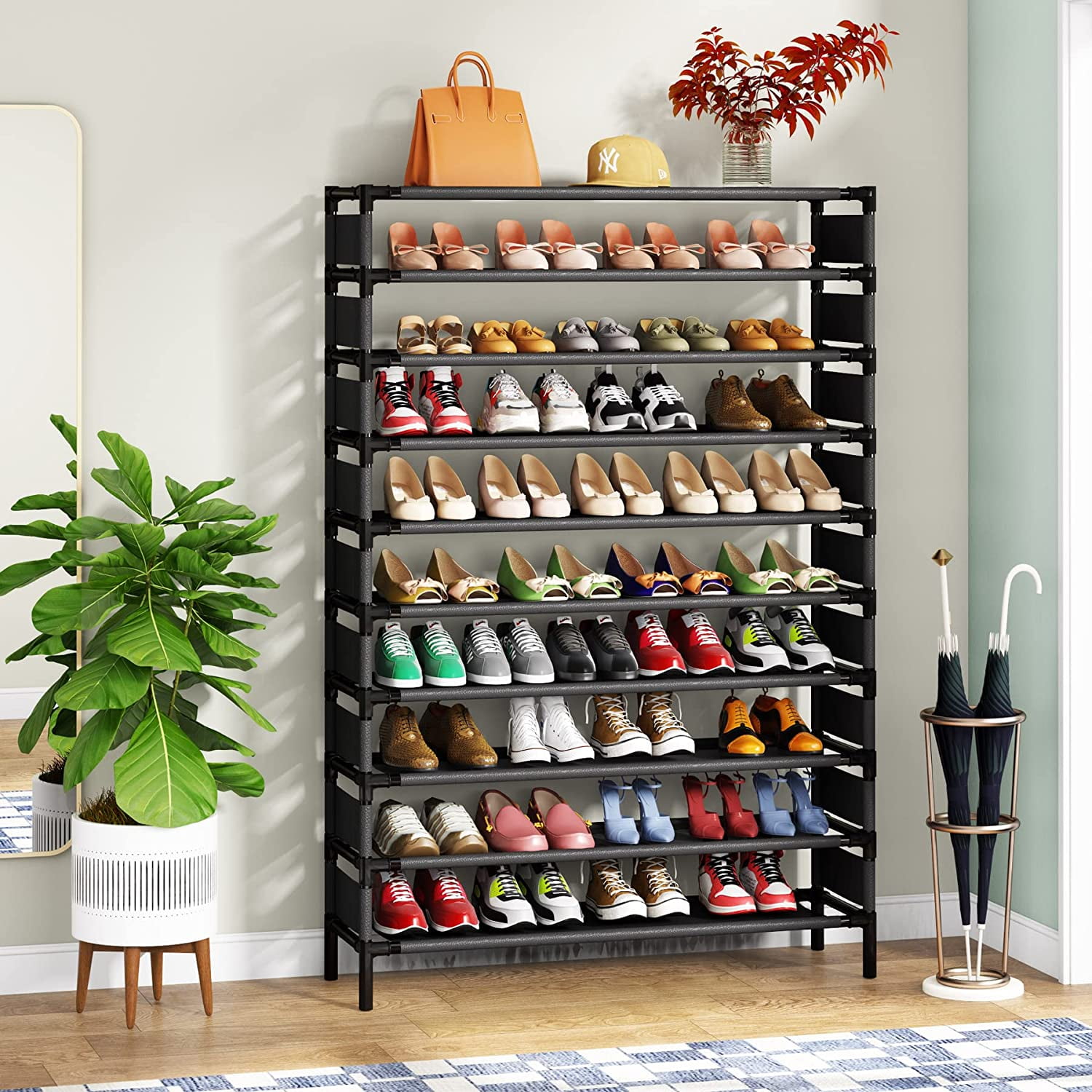 Upgraded 10 Tiers Shoe Rack, Large Capacity Shoe Shelf, Tall Shoe ...