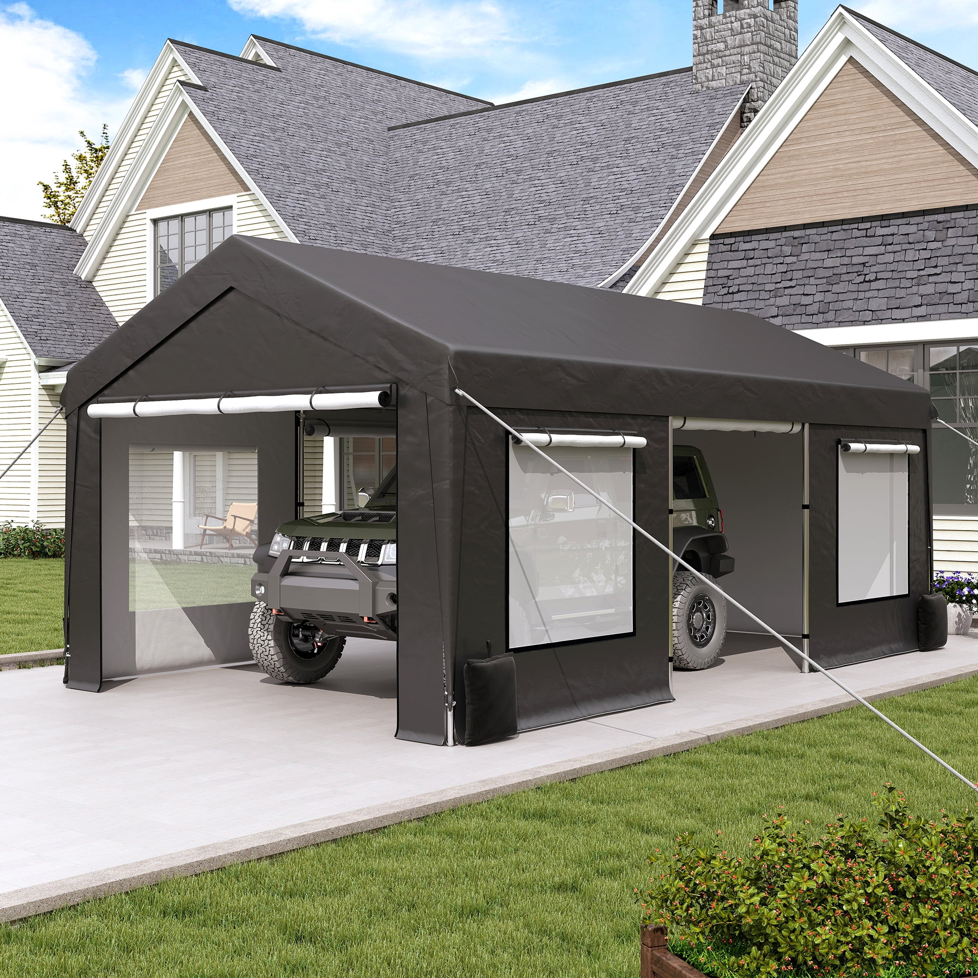 Upgraded 10 x 20Ft Heavy Duty Carport, Portable Garage Shelter with ...
