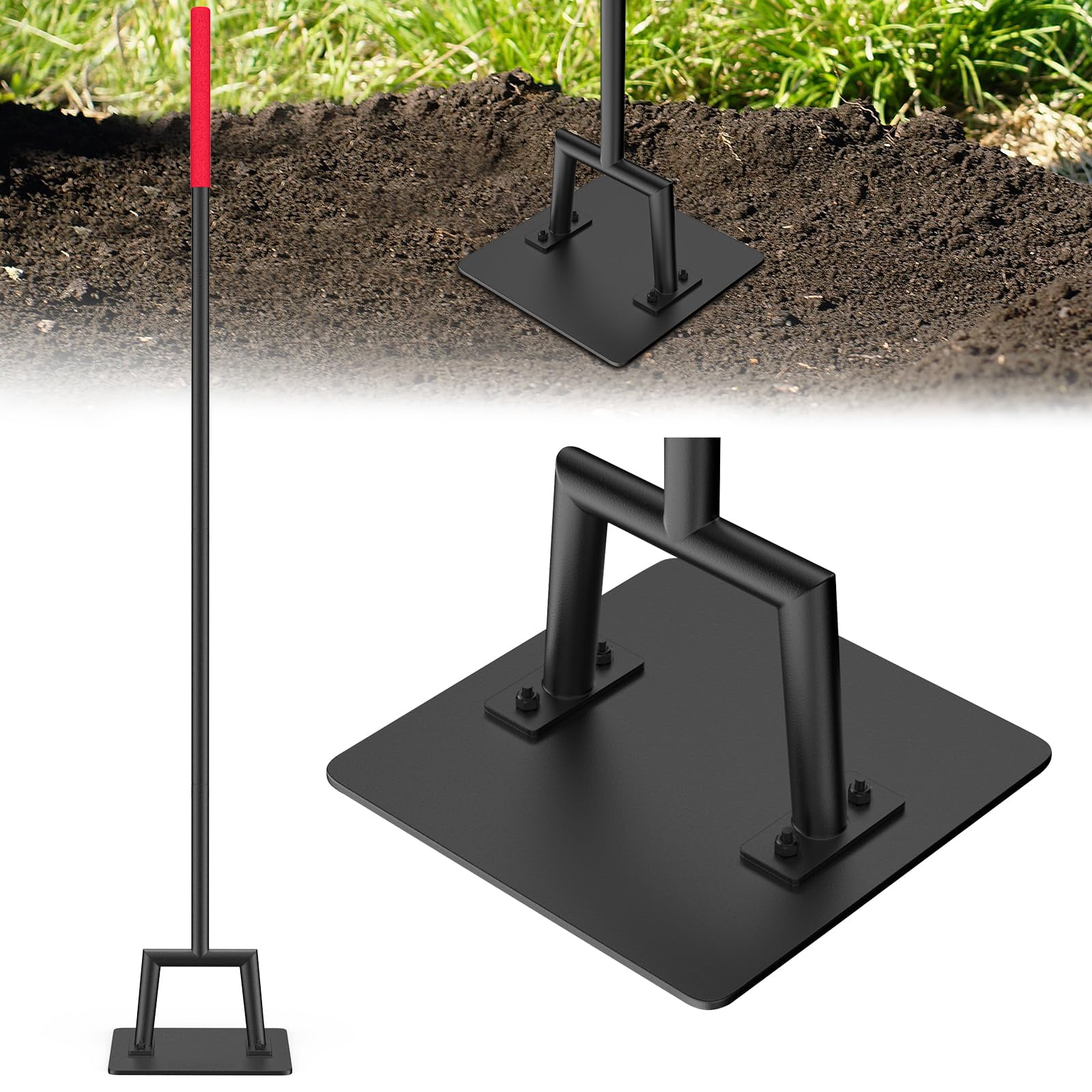 Upgraded 10"x10" Steel Tamper Tool with 57 Inch Handle and 10 Inch ...