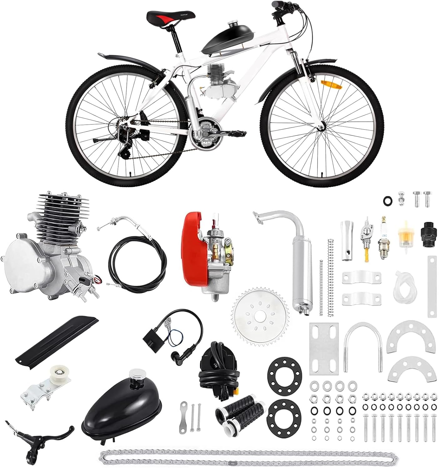 Upgraded 100cc Bicycle Engine Kit 2 Stroke Motorized Bike Engine Kit Gas Motorized Bicycle ...
