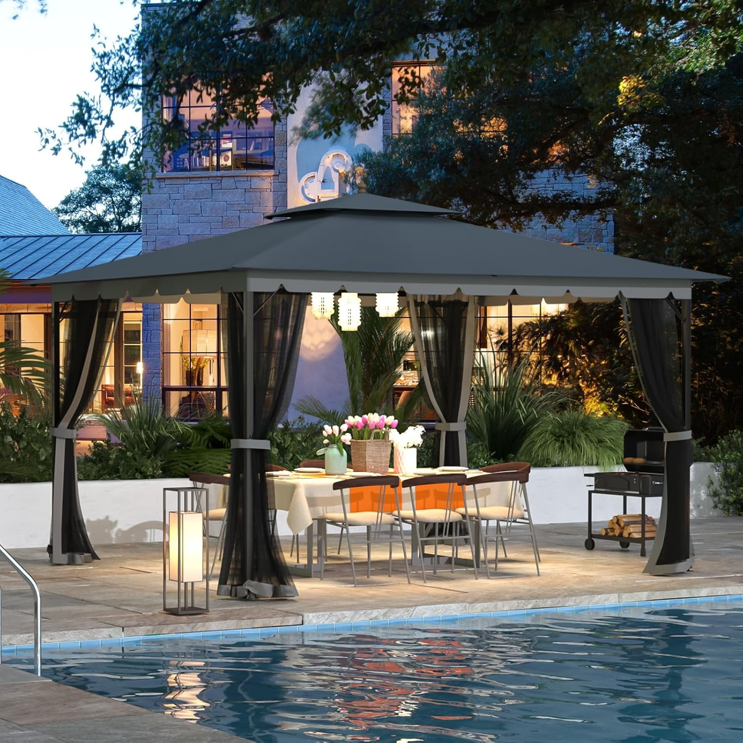 [Upgraded] 10x12 Gazebo with Mosquito Netting,Sturdy Metal Outdoor ...