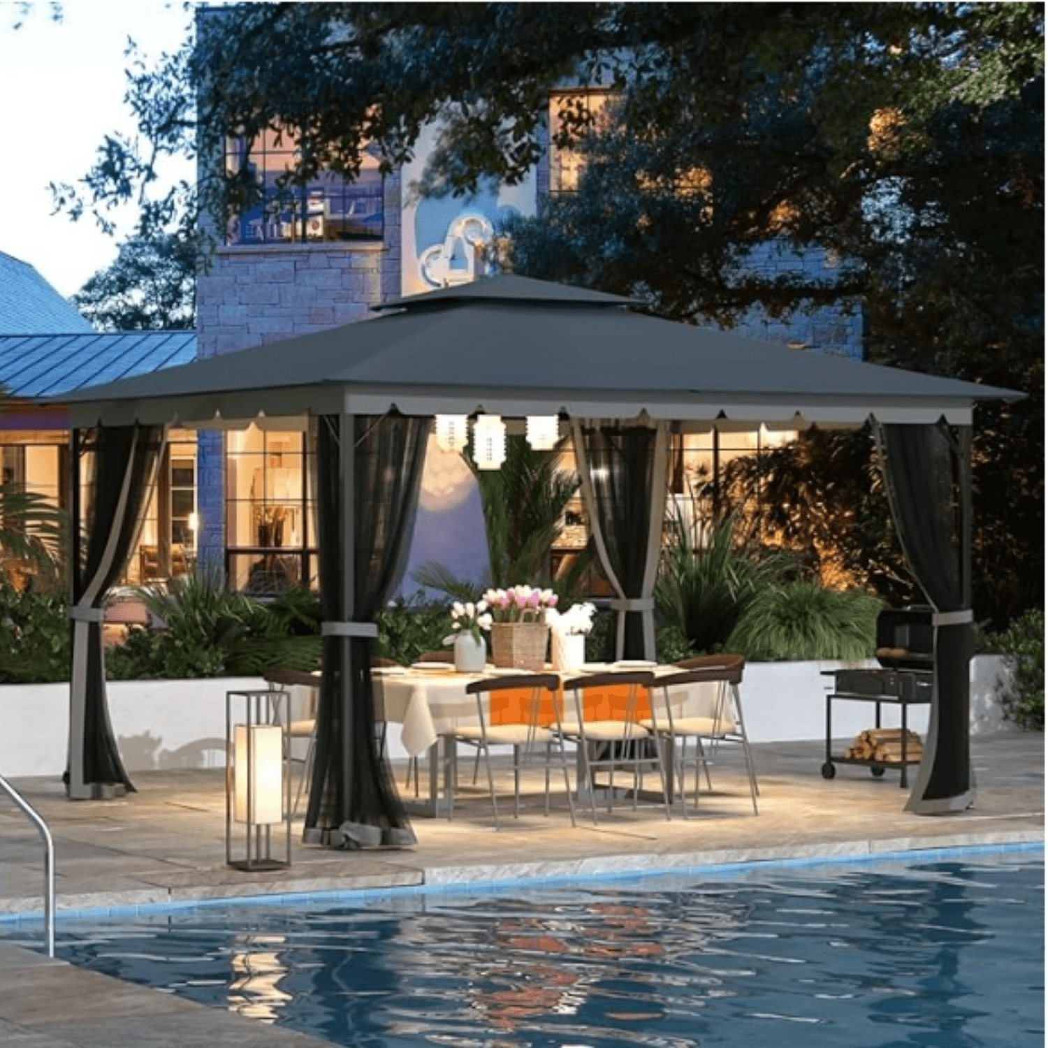 [Upgraded] 10x12 Gazebo with Mosquito Netting,Sturdy Metal Outdoor ...