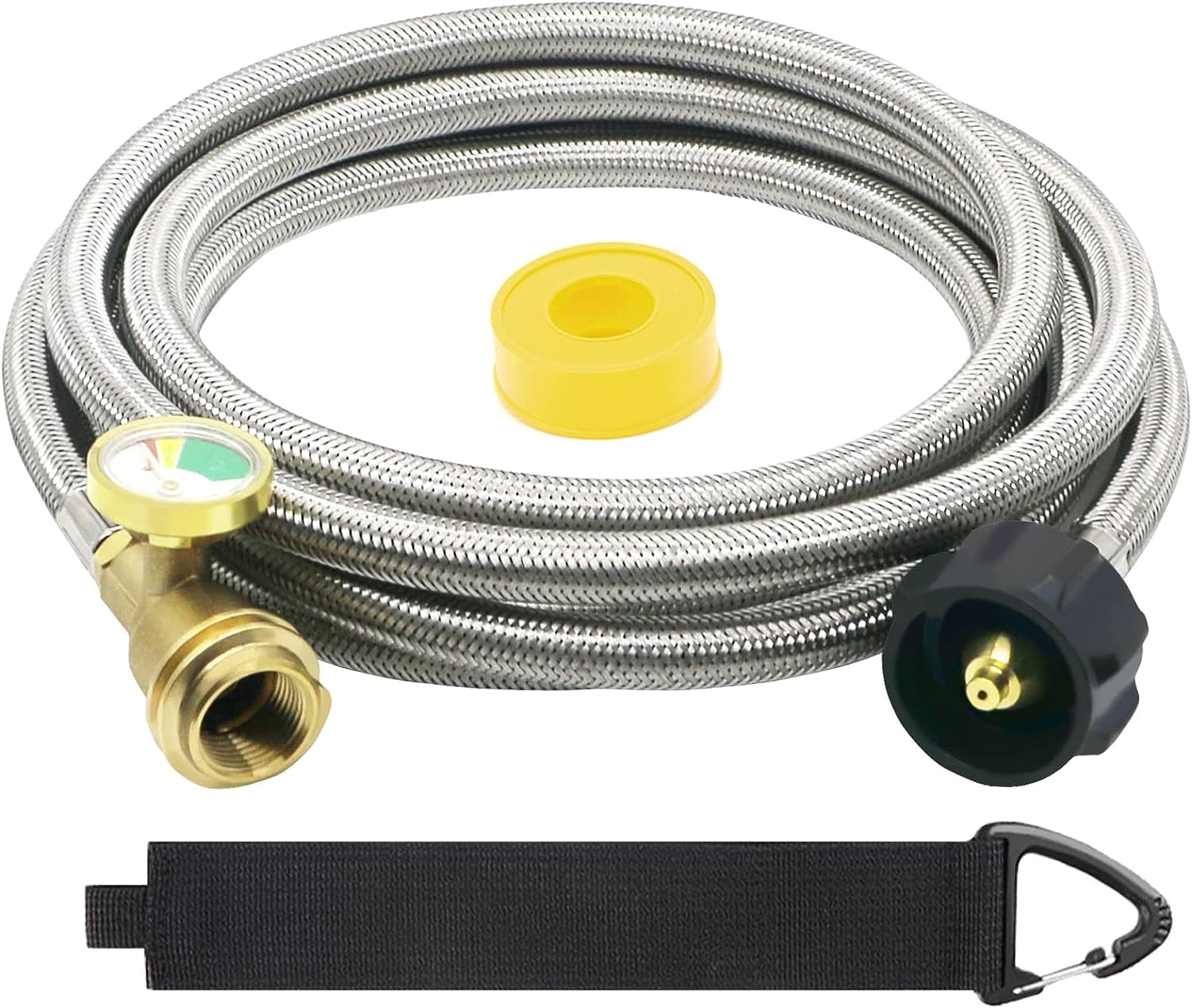 Upgraded 12 FT Propane Tank Extension Hose Braided with Gauge, QCC1 ...