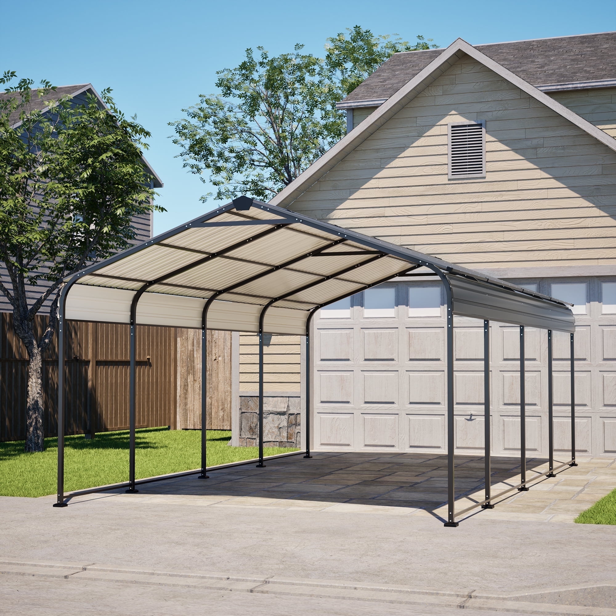 Upgraded 12x20 FT Heavy Duty Metal Carport with Enhanced Base, Extra ...