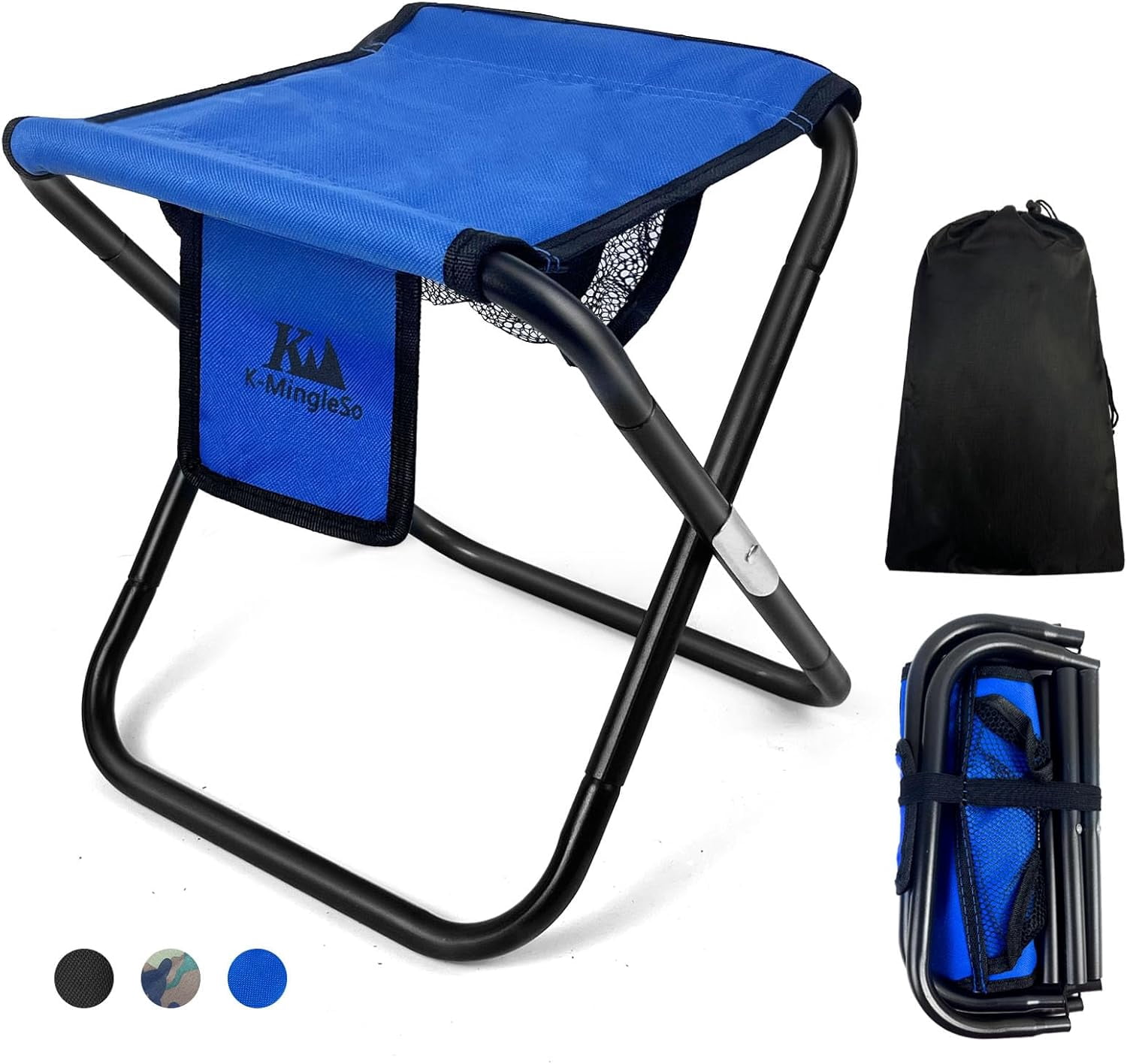 Upgraded 13 Inch Portable Folding Camping Stool with Side Pocket Mesh ...