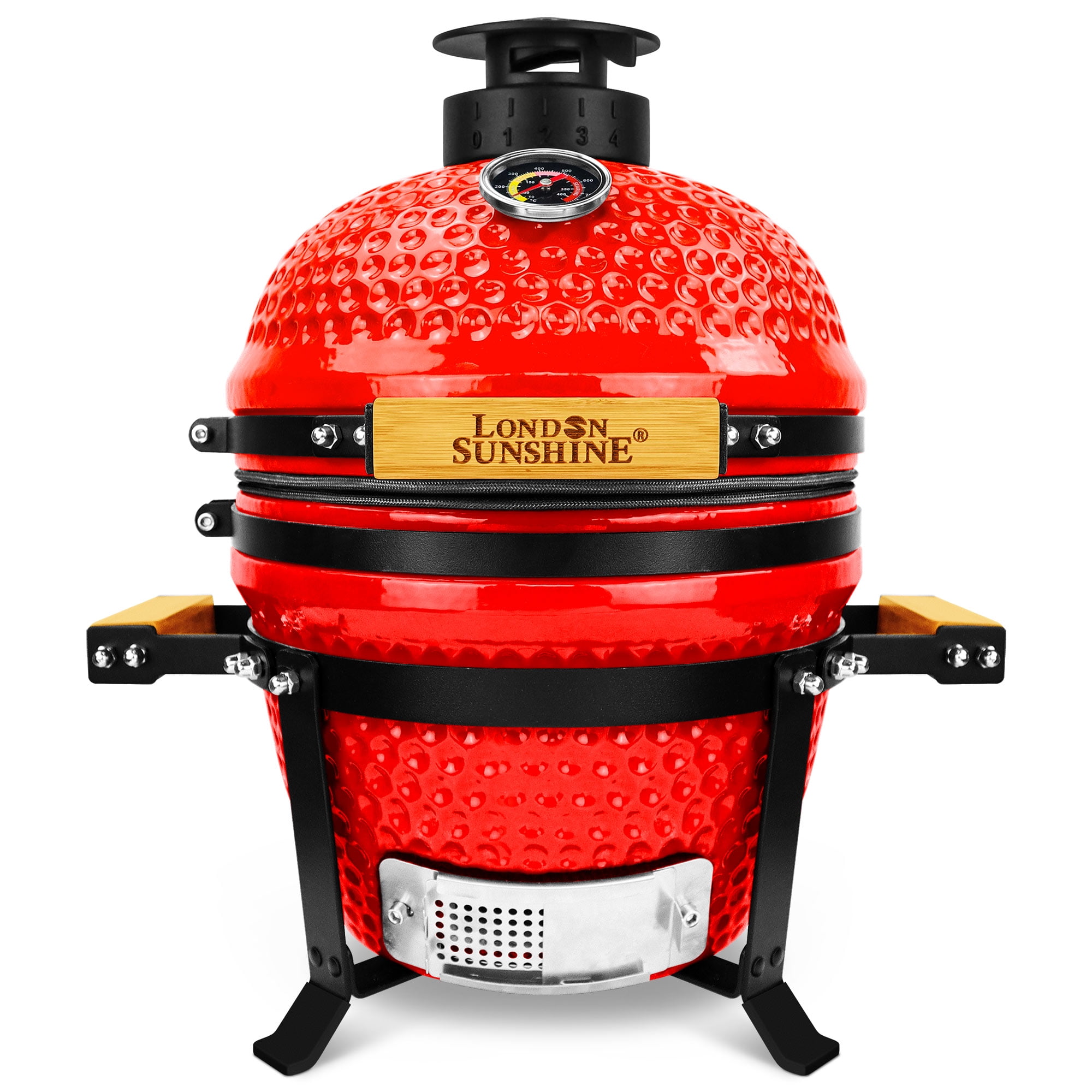 Upgraded 13 inch Ceramic Kamado Grill with Waterproof Air Vent Cap ...
