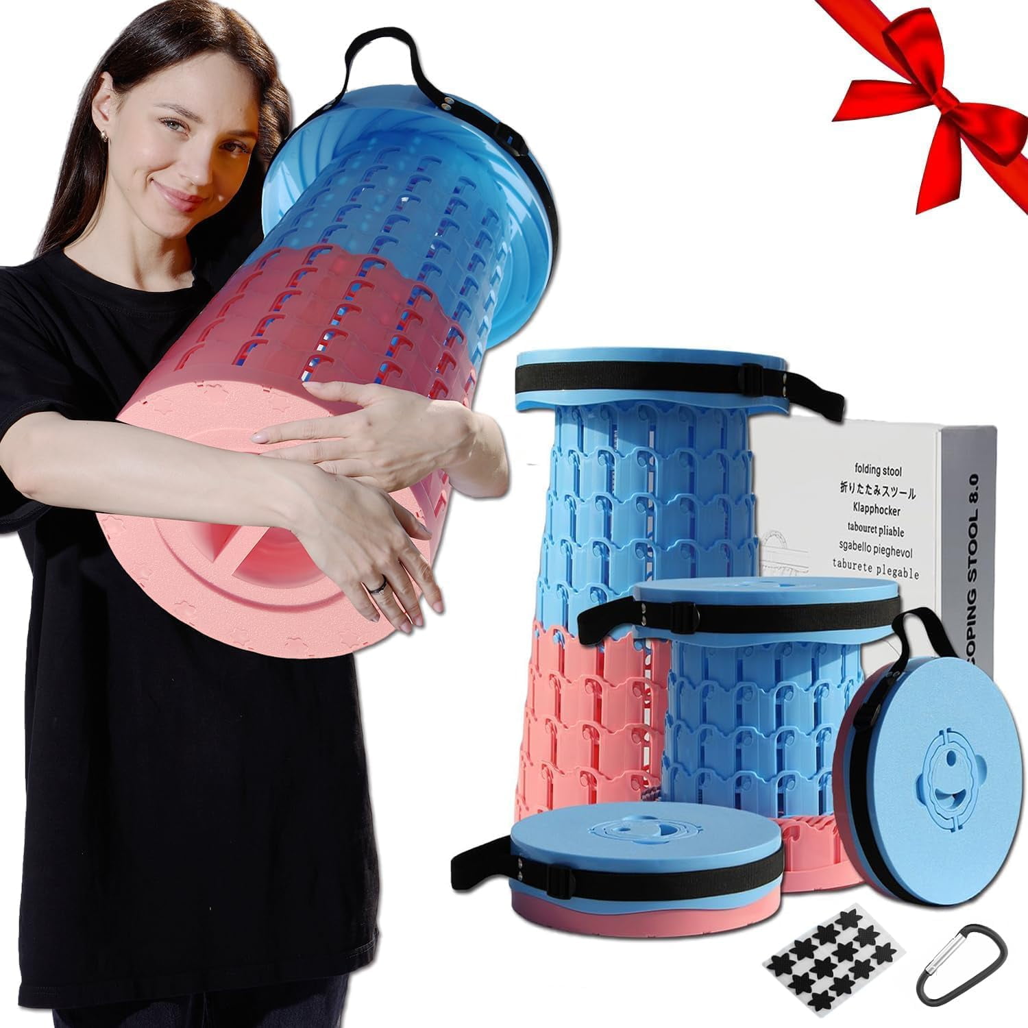 Upgraded 19.7"Portable Collapsible Folding Stool with Cushion ...
