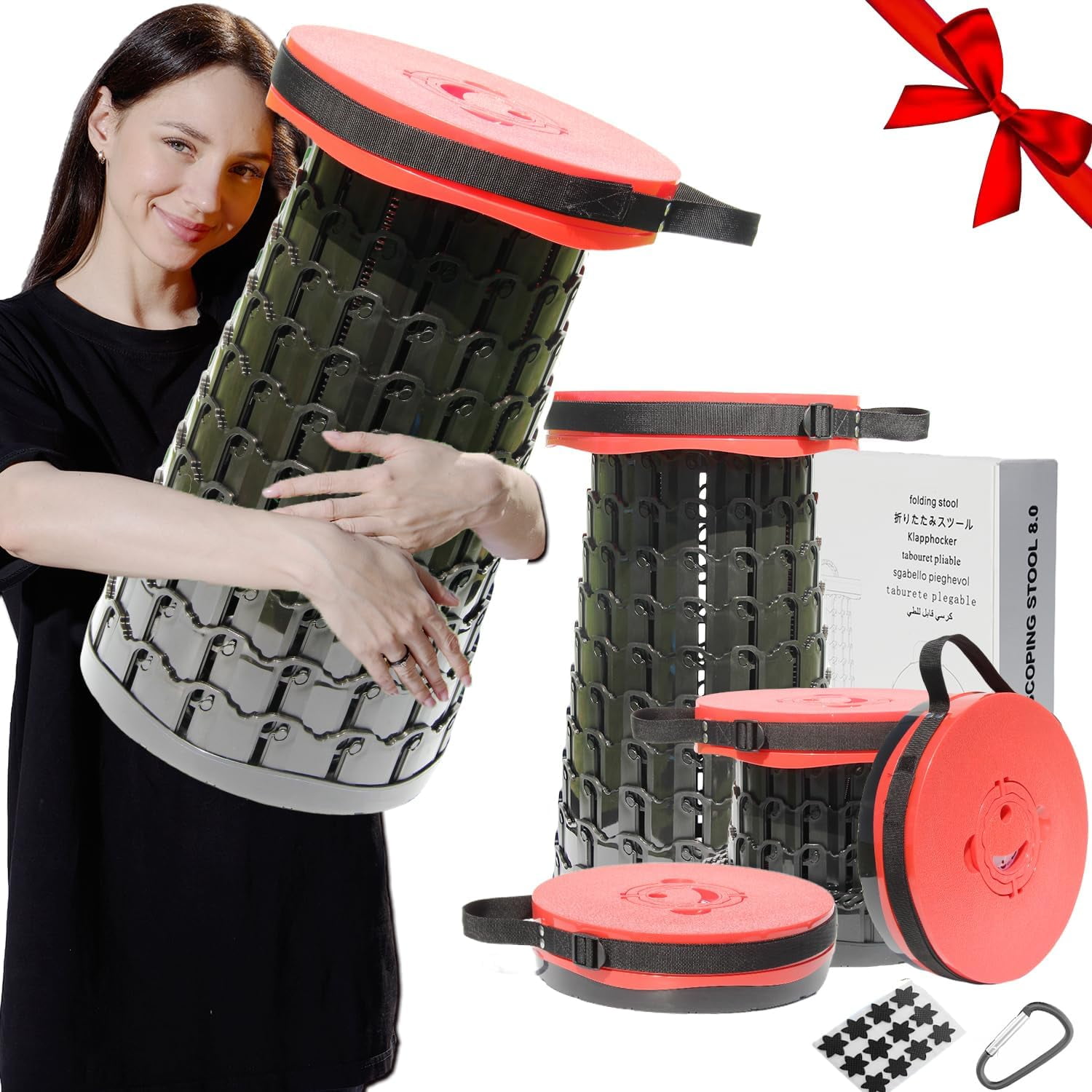 Upgraded 19.7"Portable Collapsible Folding Stool with Cushion ...