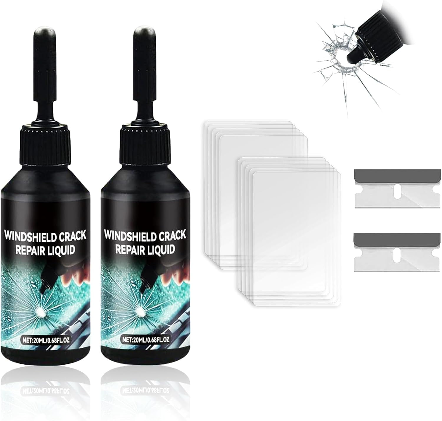 Upgraded 2 Bottles Glass Crack Repair Kit,5MinQuick-Glass Repair Liquid ...