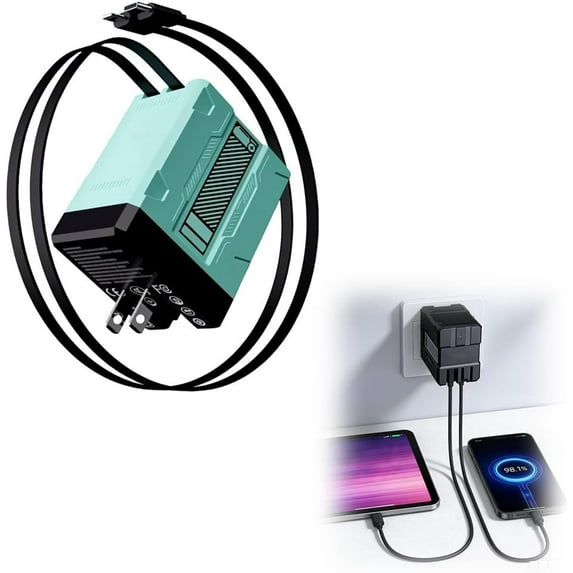 Upgraded 2 in 1 Fast Charger 120w, Retractable Phone Charger,Foldable ...