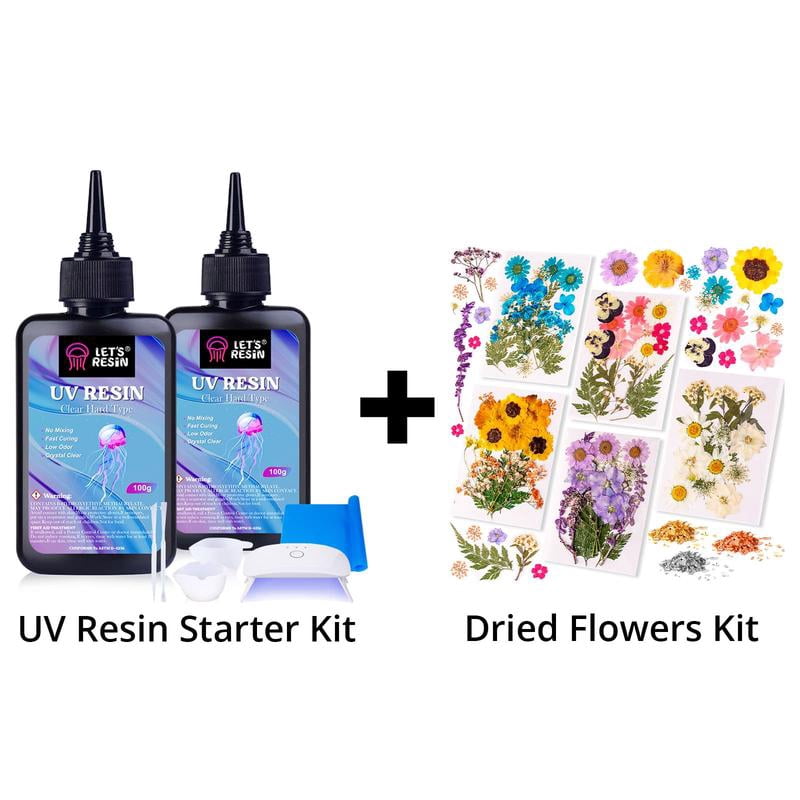 Upgraded 200g Crystal Clear&Low Odor UV Resin Kit,UV Light,Silicone Mat ...