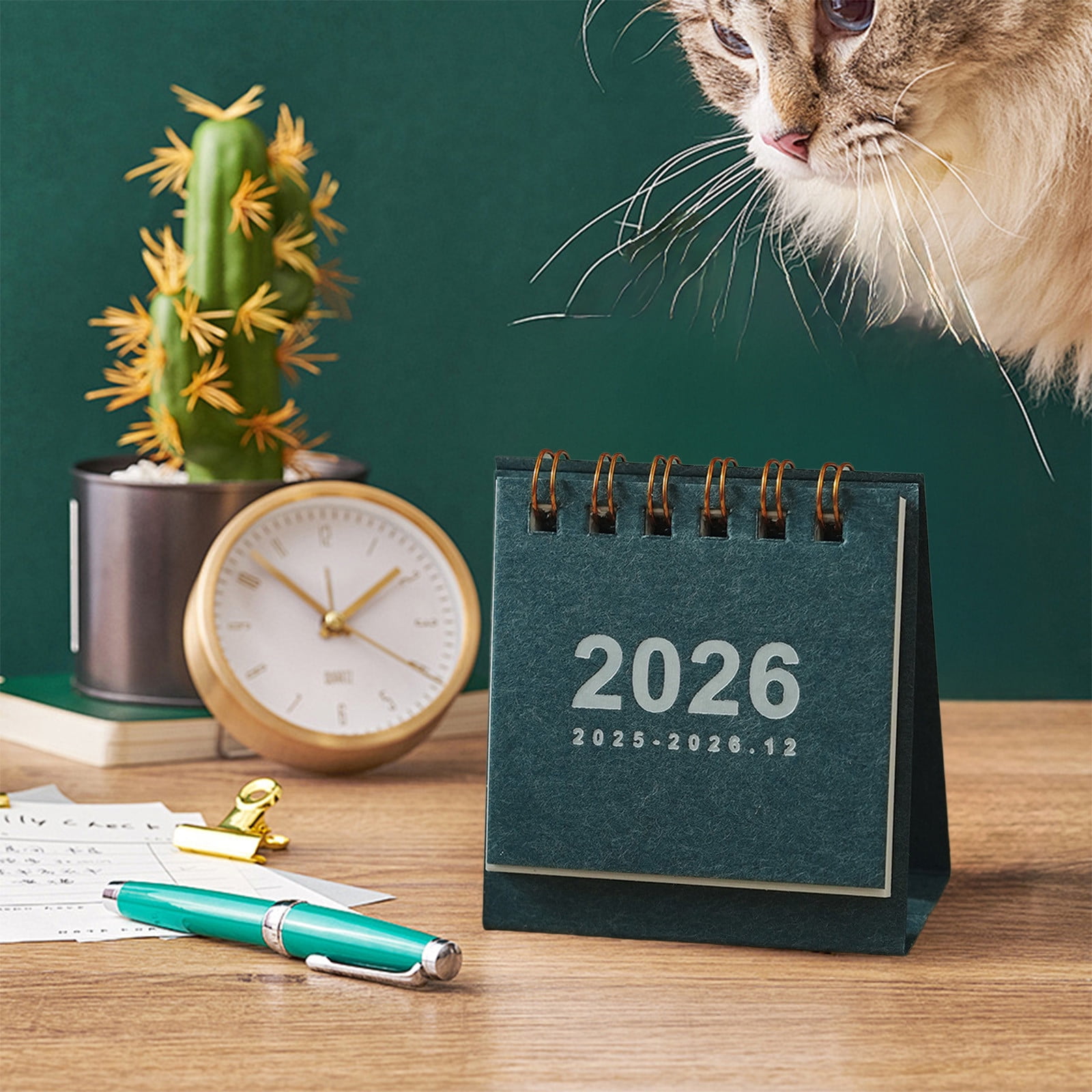 Upgraded 2026 Small Desk Calendar Vintage Mini Small Calendar Desktop ...