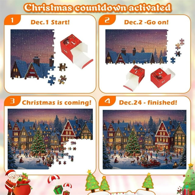 Upgraded 24 Days Christmas Countdown Puzzle Advent Calendar 2025 ...