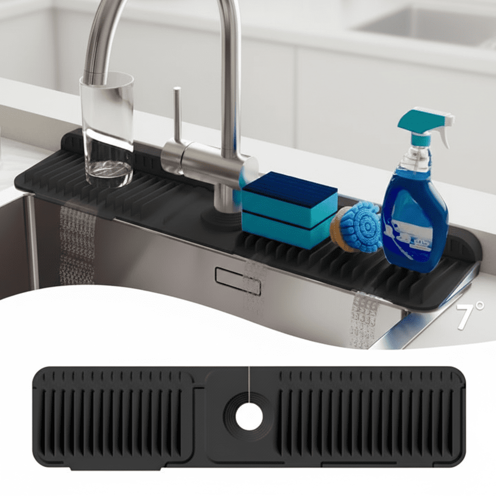 Upgraded 24-Inch Silicone Sink Splash Guard Mat with 7-Degree Slope and ...