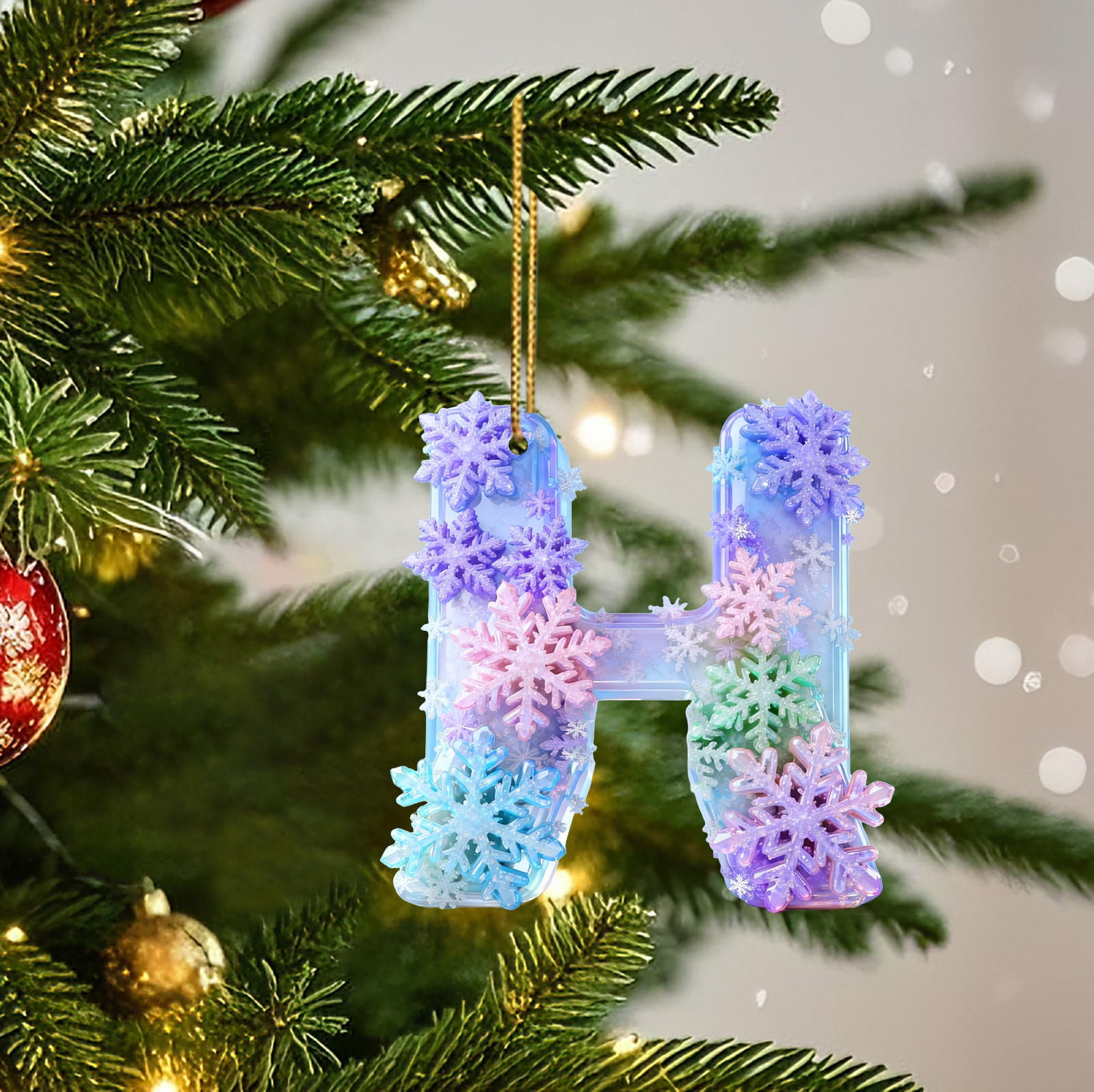 Upgraded 26 Alphabet Snowflake Series 2D Acrylic Backpack Car Pendant ...