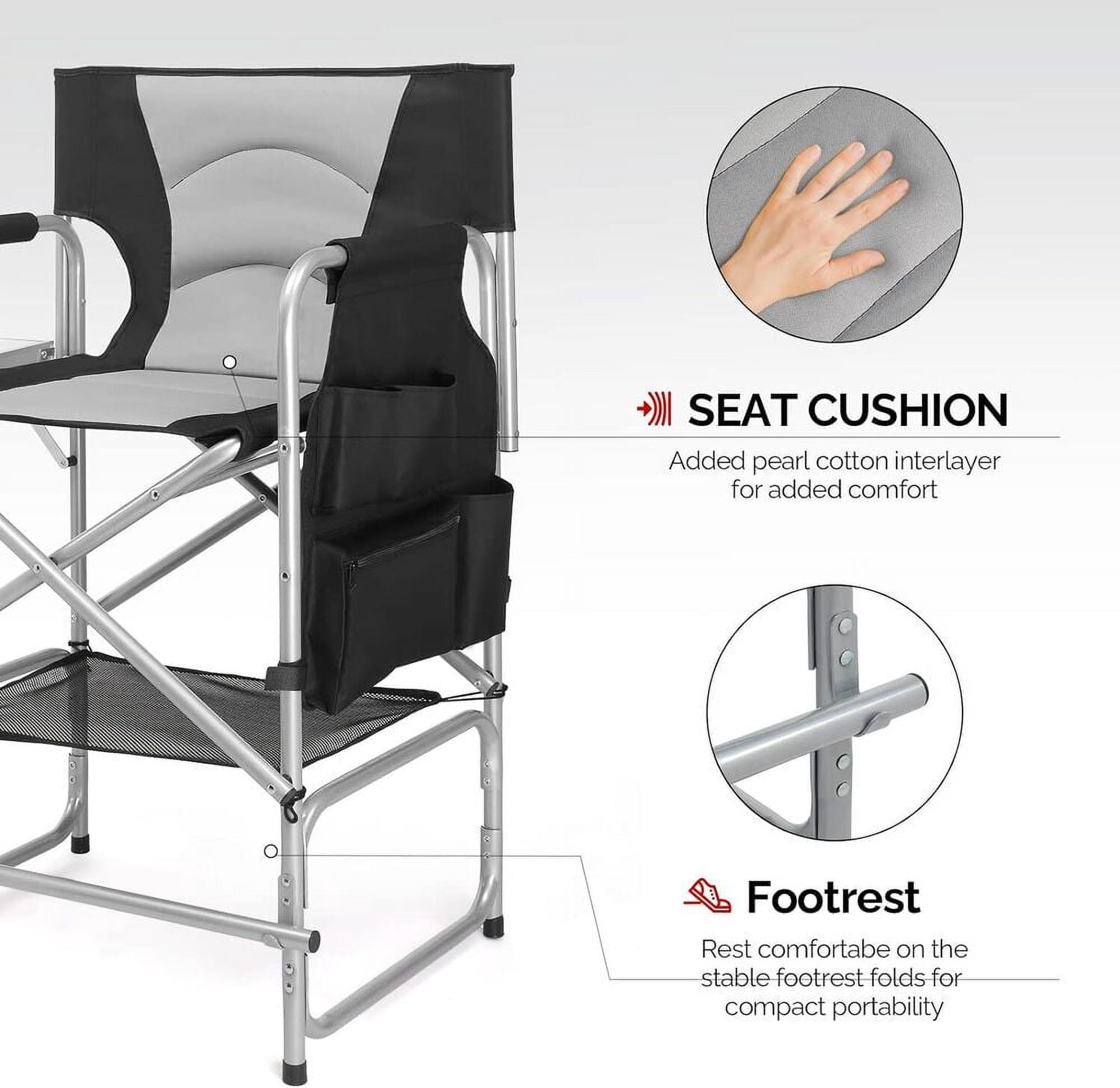 Upgraded 26" Height Tall Director Chair Folding Artist Makeup,Storage ...