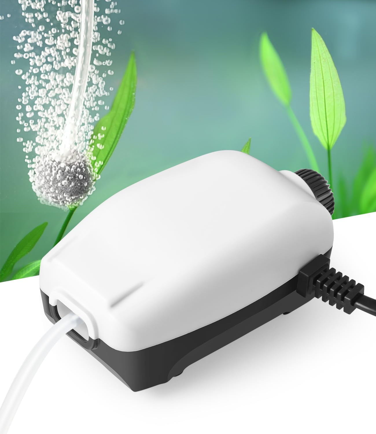 Upgraded 2W Adjustable Single Outlet Aquarium Air Pump, 2.8L/M Mini ...