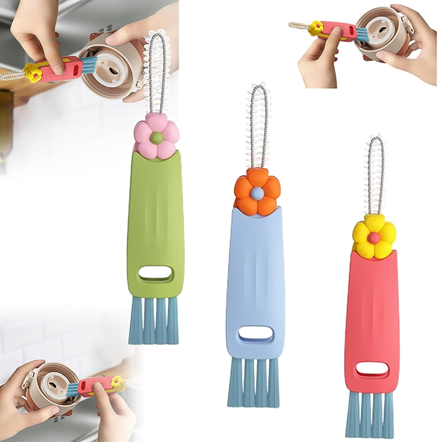Upgraded 3 in 1 Cup Lid Cleaning Brush, 2025 Upgrade Multifunctional ...