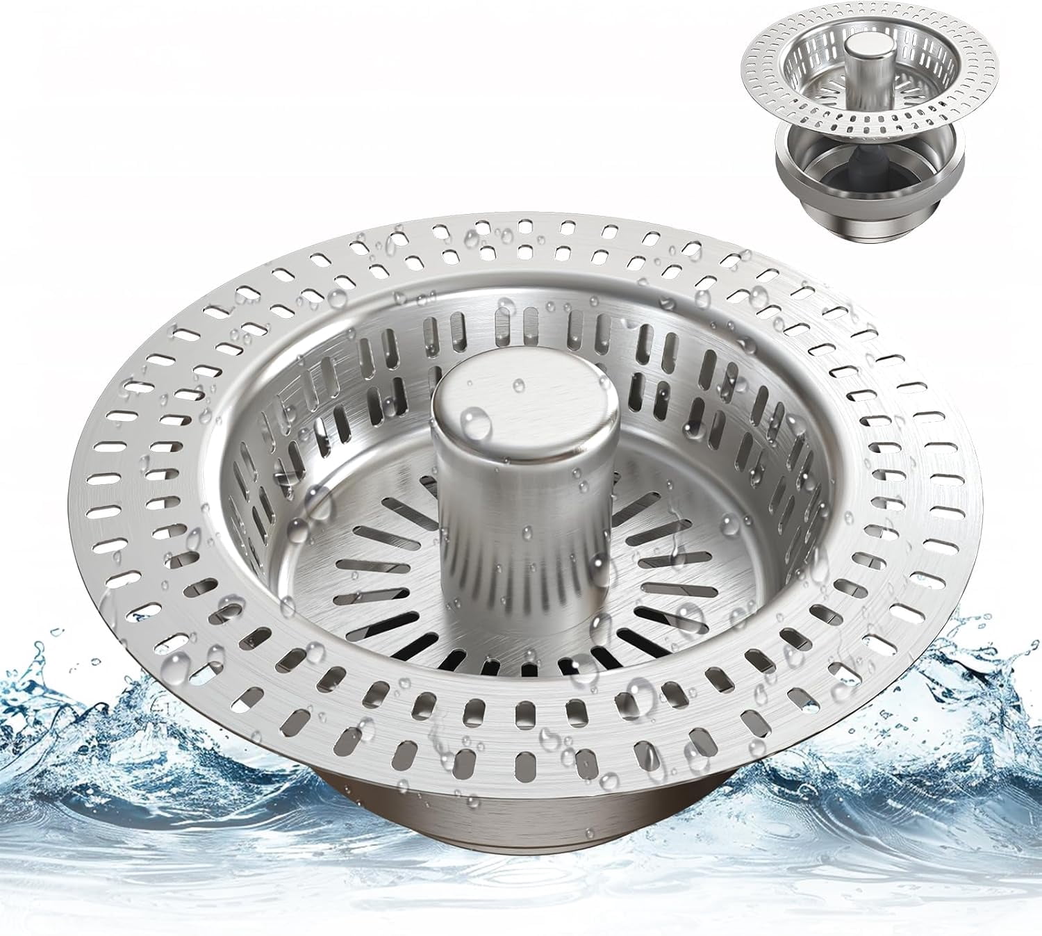 Upgraded 3 in 1 Kitchen Sink Drain Strainer and Sink Stopper, Stainless ...