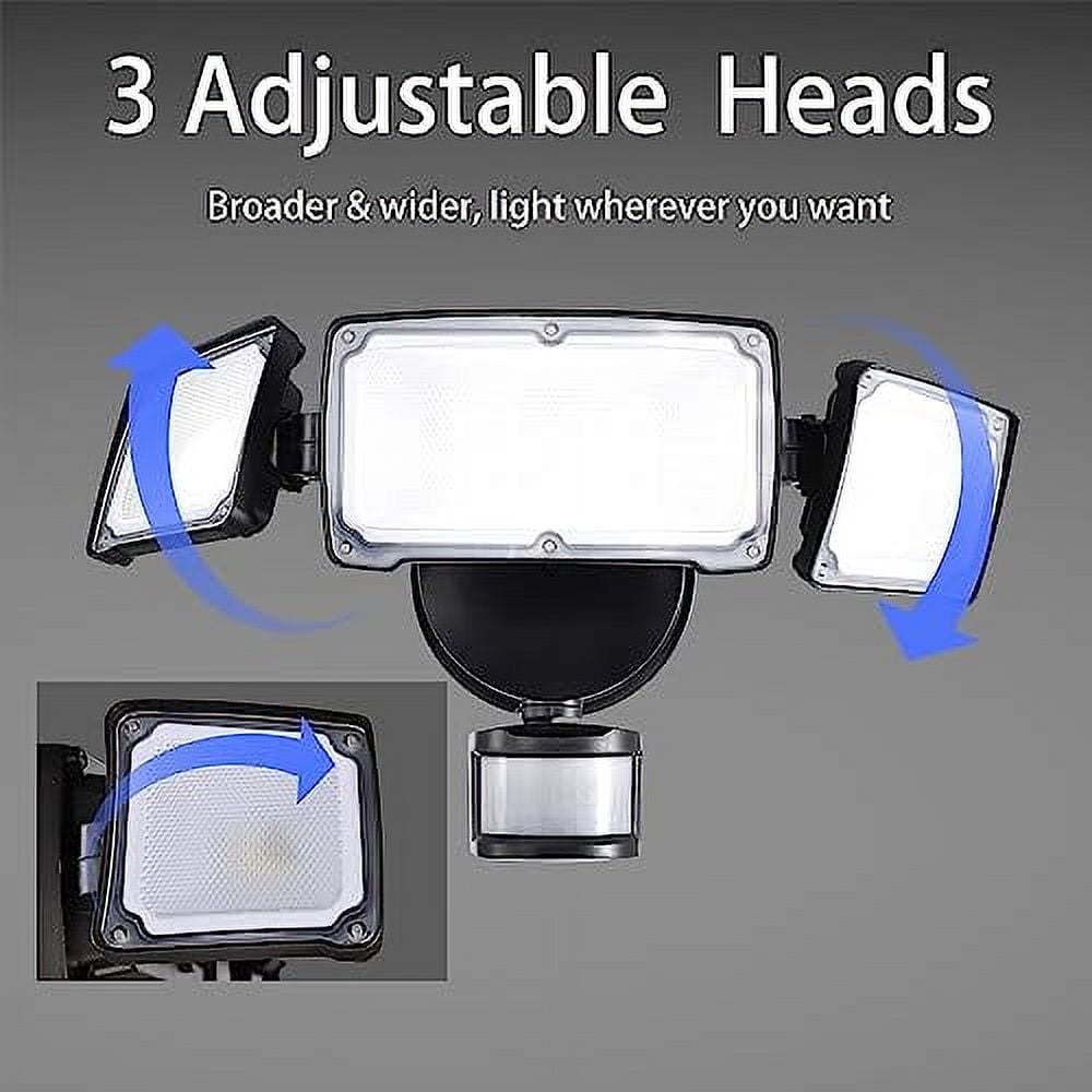 Upgraded 3 Head LED Security Lights with Motion Sensor, 40W, 3800LM ...