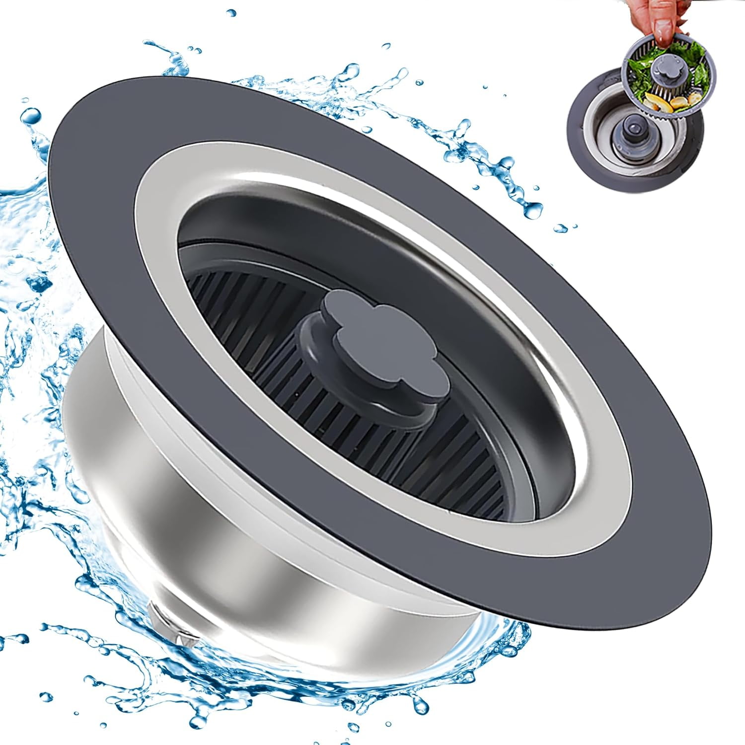 Upgraded 3 in 1 Kitchen Sink Drain Strainer 304 Stainless Steel Pop up ...