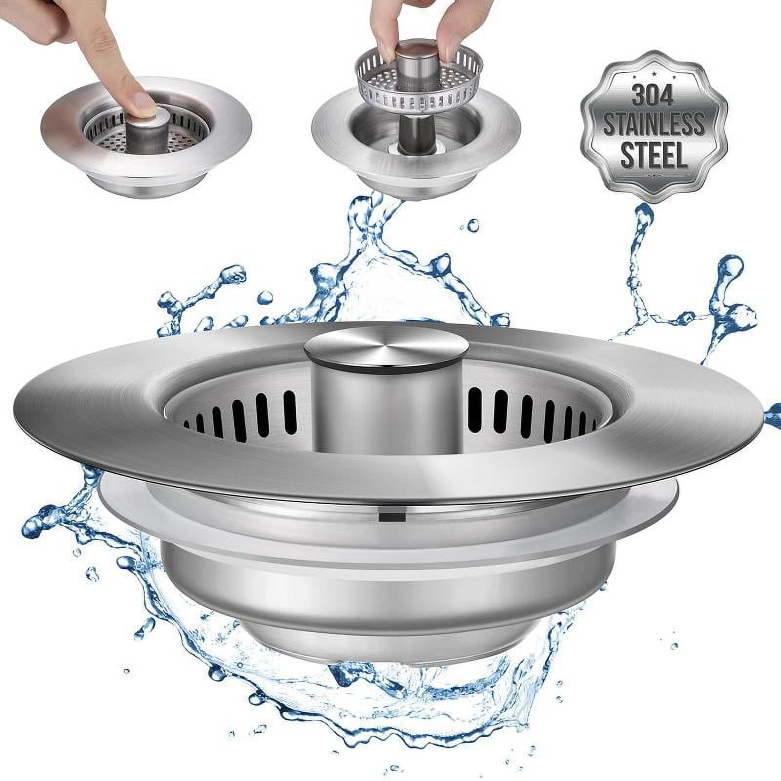 Upgraded 3 in 1 Kitchen Sink Drain Strainer - Stainless Steel Sink ...
