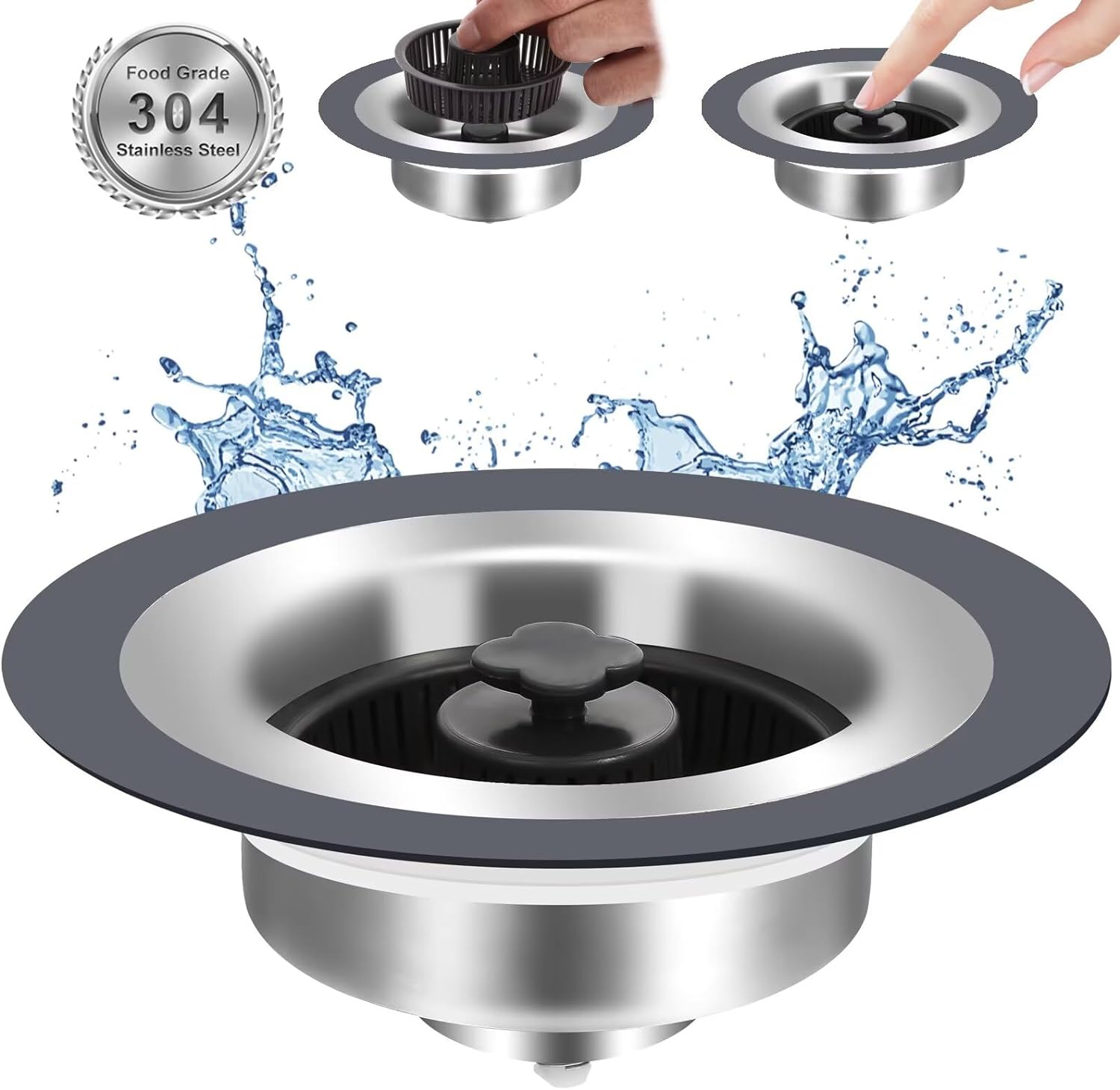 Upgraded 3 in 1 Kitchen Sink Drain Strainer and Stopper, Stainless ...