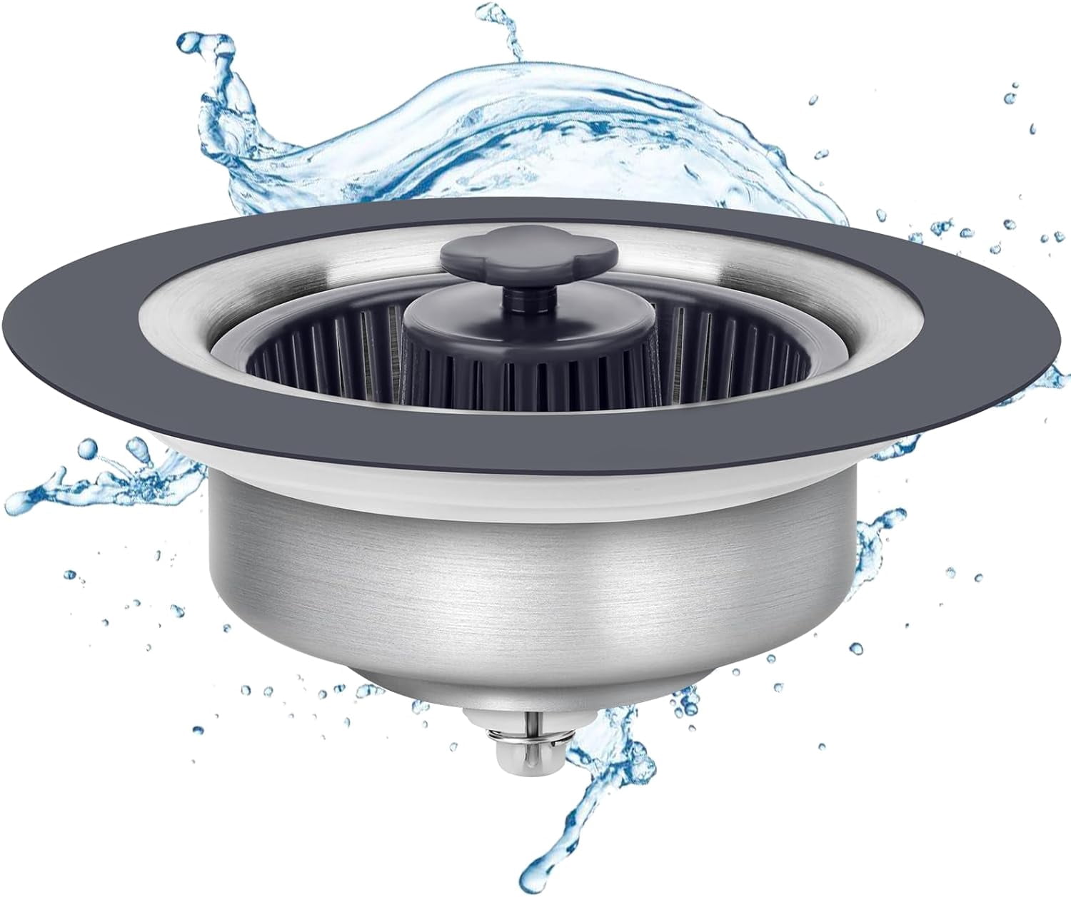Upgraded 3-in-1 Kitchen Sink Sewer Strainer Stopper 304 Stainless Steel ...