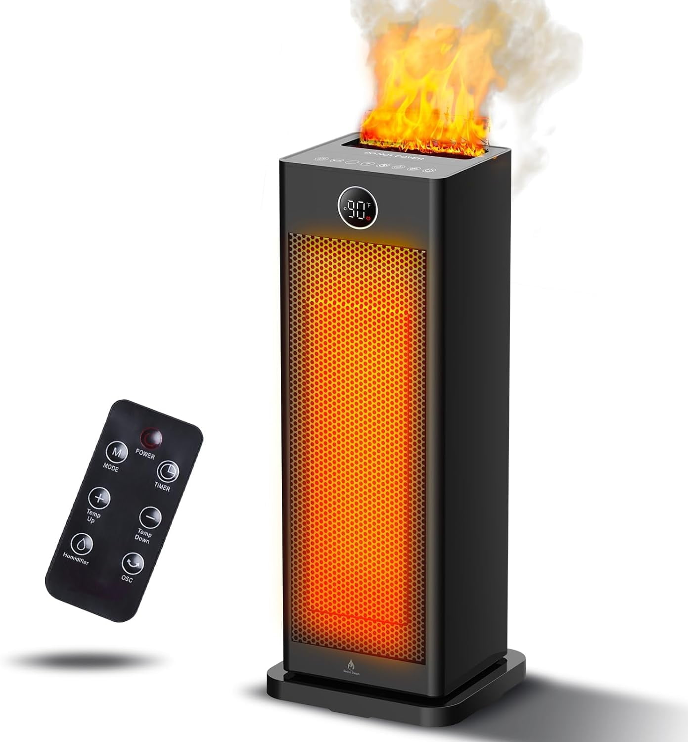 Upgraded 3-in-1 Space Heater with Flame Effect Humidifier, Ceramic PTC ...