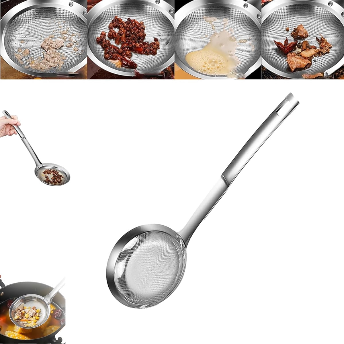 Upgraded 304 Stainless Steel Fine Mesh Strainer, GIXUSIL Long Handle ...