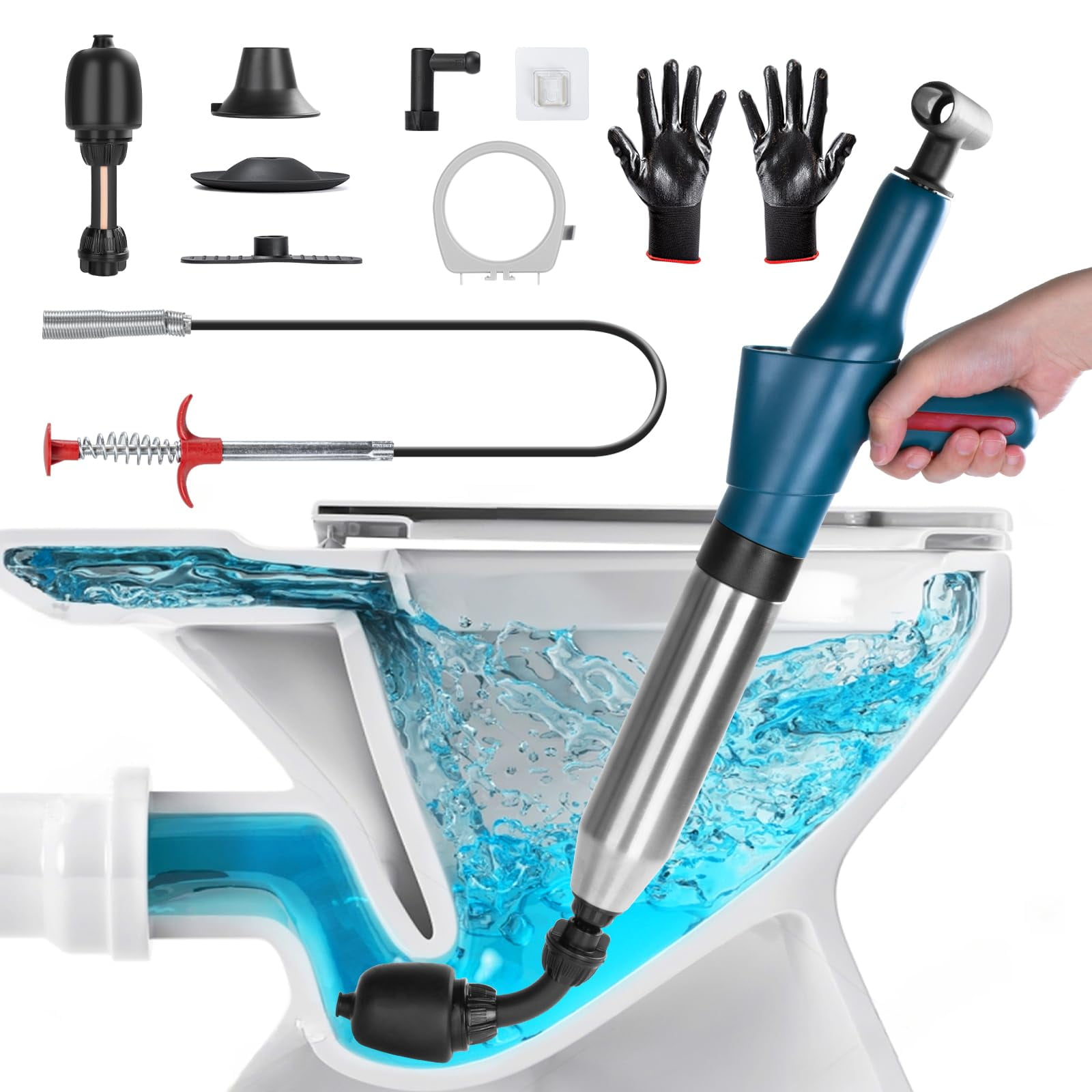 Upgraded 360° Universal Toilet Plunger,Drain Clog Remover Toilet ...