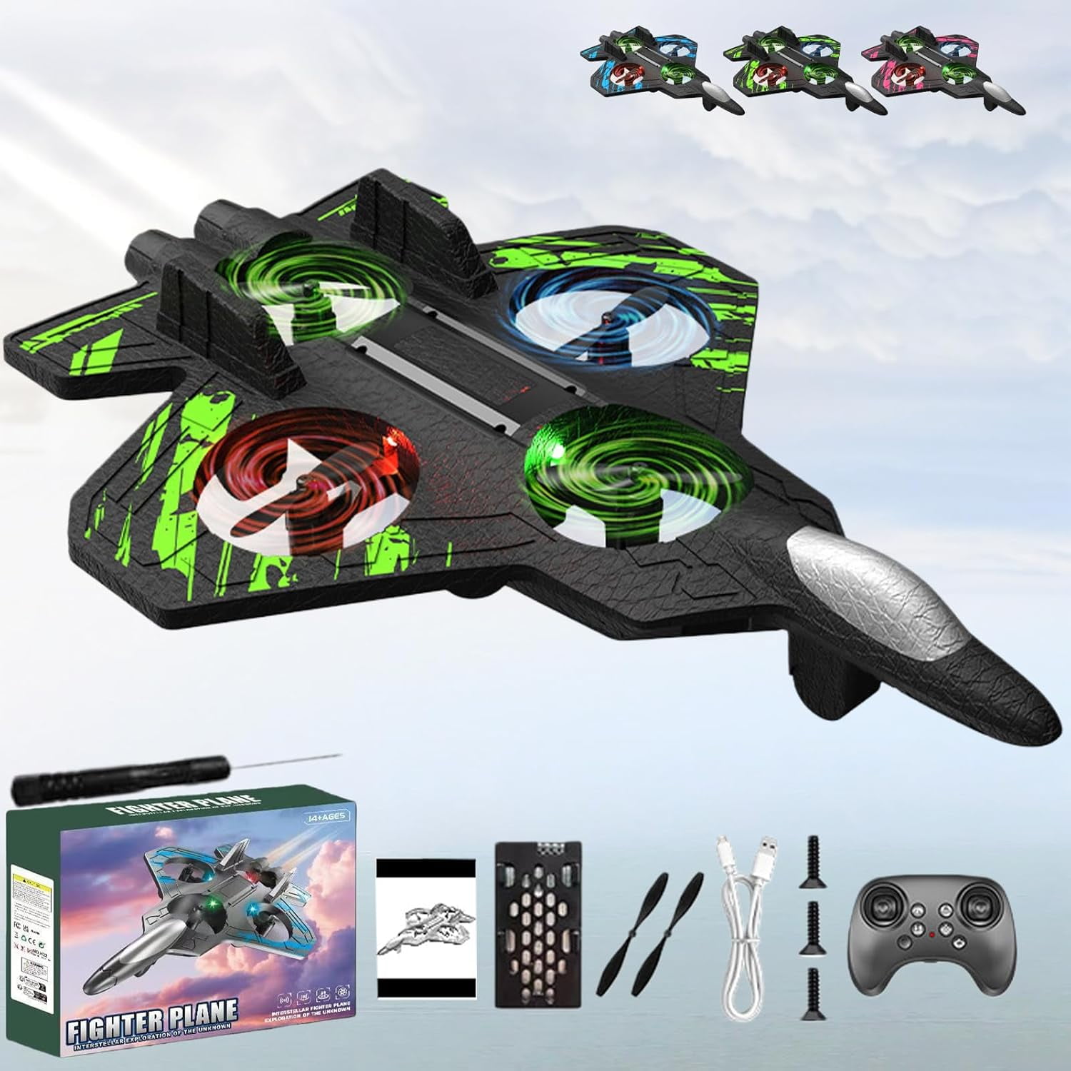 Upgraded 4-Motor RC Jet-Rc Stunt Fighter Jet Toy, 2026 Upgraded V17 Jet ...